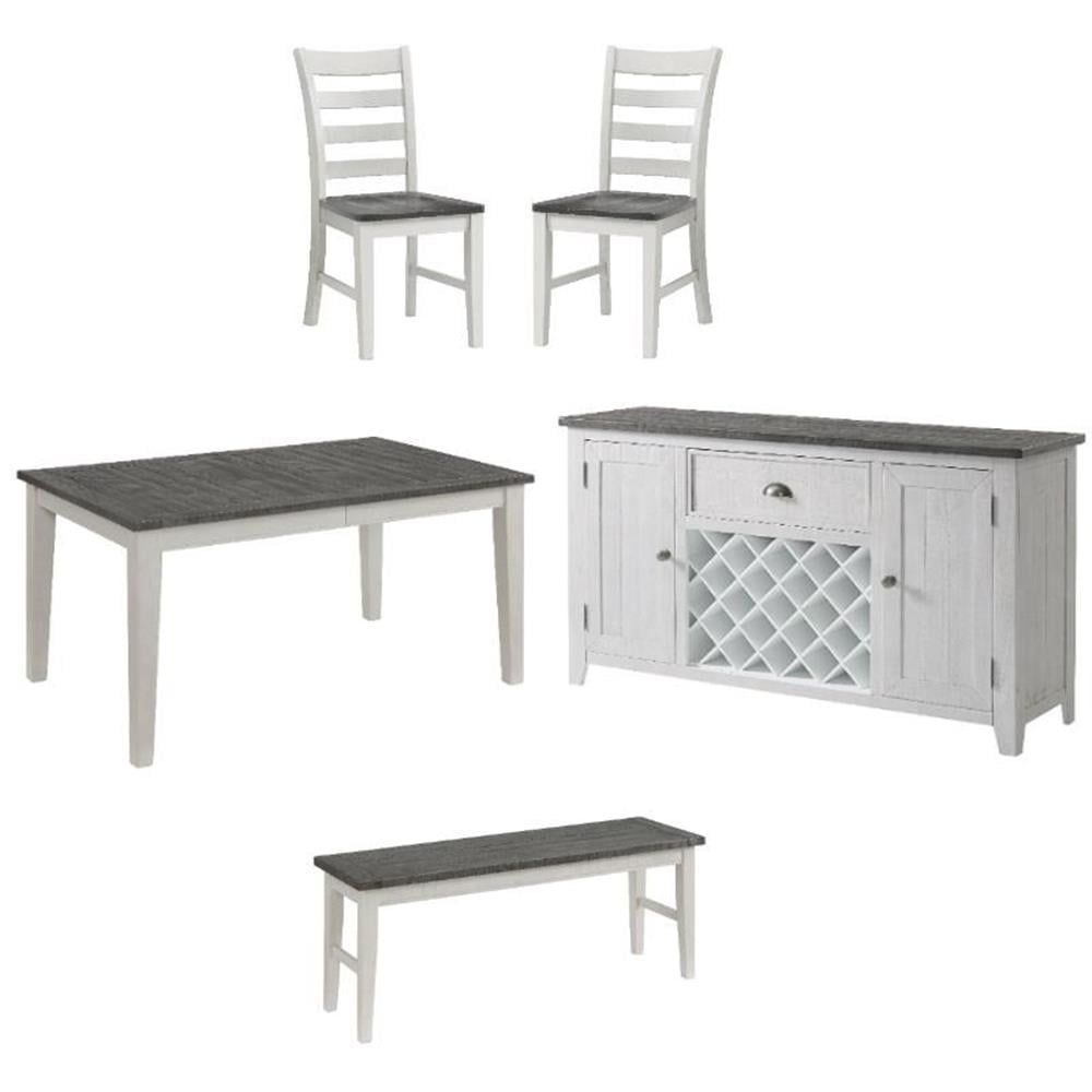 Home Square 5-Piece Set with Dining Table Server Bench & 2 Dining ...