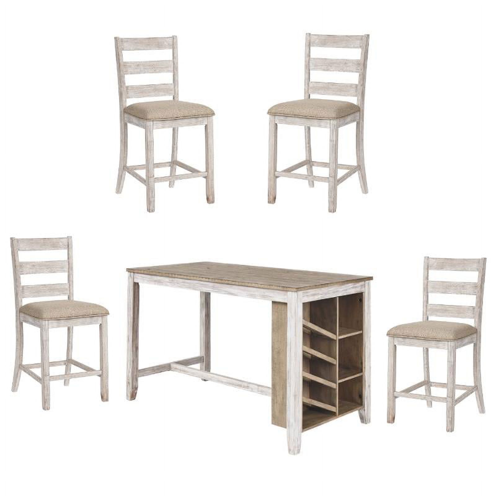 Home Square 5-Piece Set with Wine Rack Dining Table & 4 Counter Stools ...