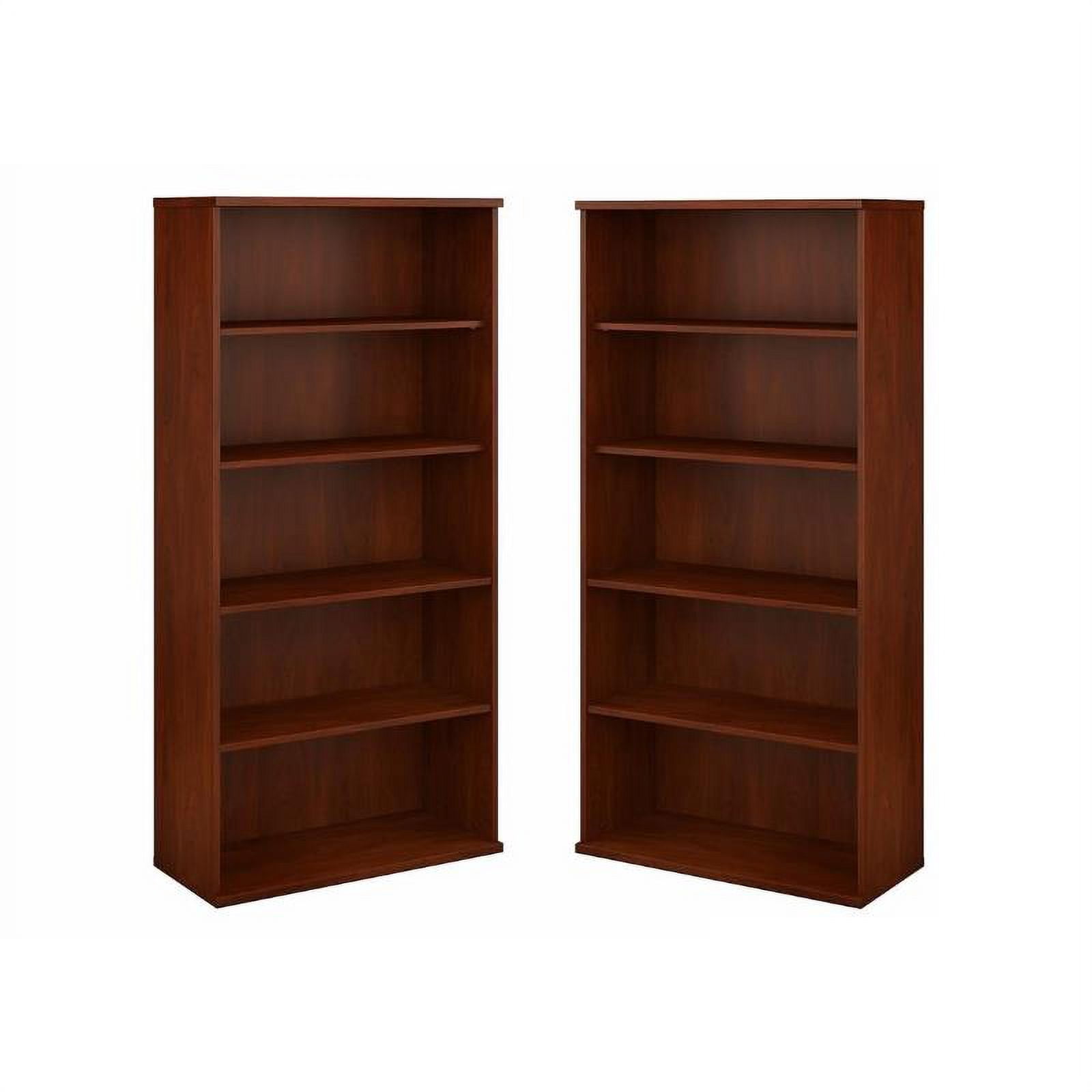 Home Square 5 Shelf Engineered Wood Bookcase Set in Hansen Cherry (Set ...