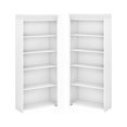 Home Square 5-Shelf Wood Bookcase Set in Pure White and Shiplap Gray ...
