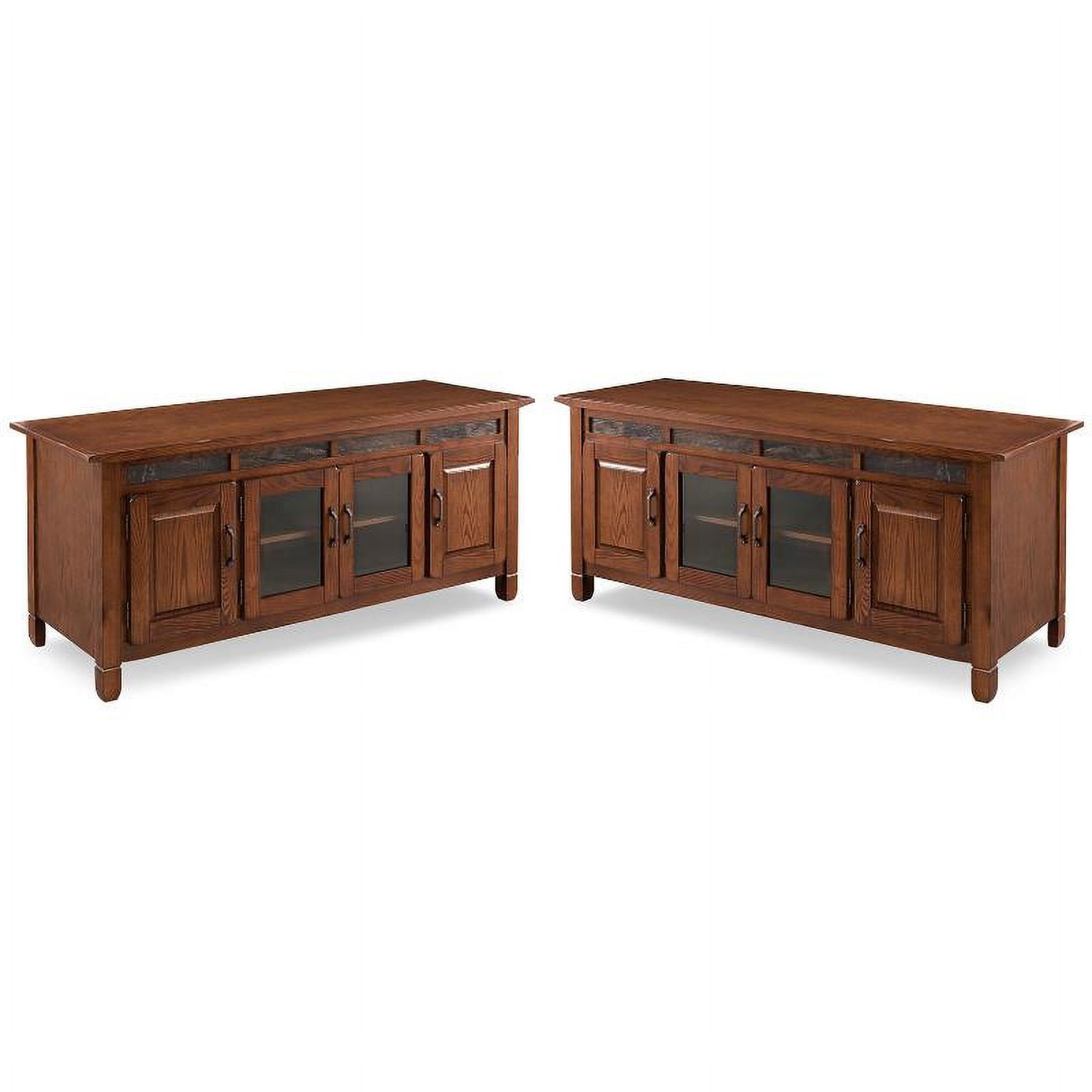 Home Square 60" Oak TV Stand in Rustic Autumn Finish - Set of 2 ...
