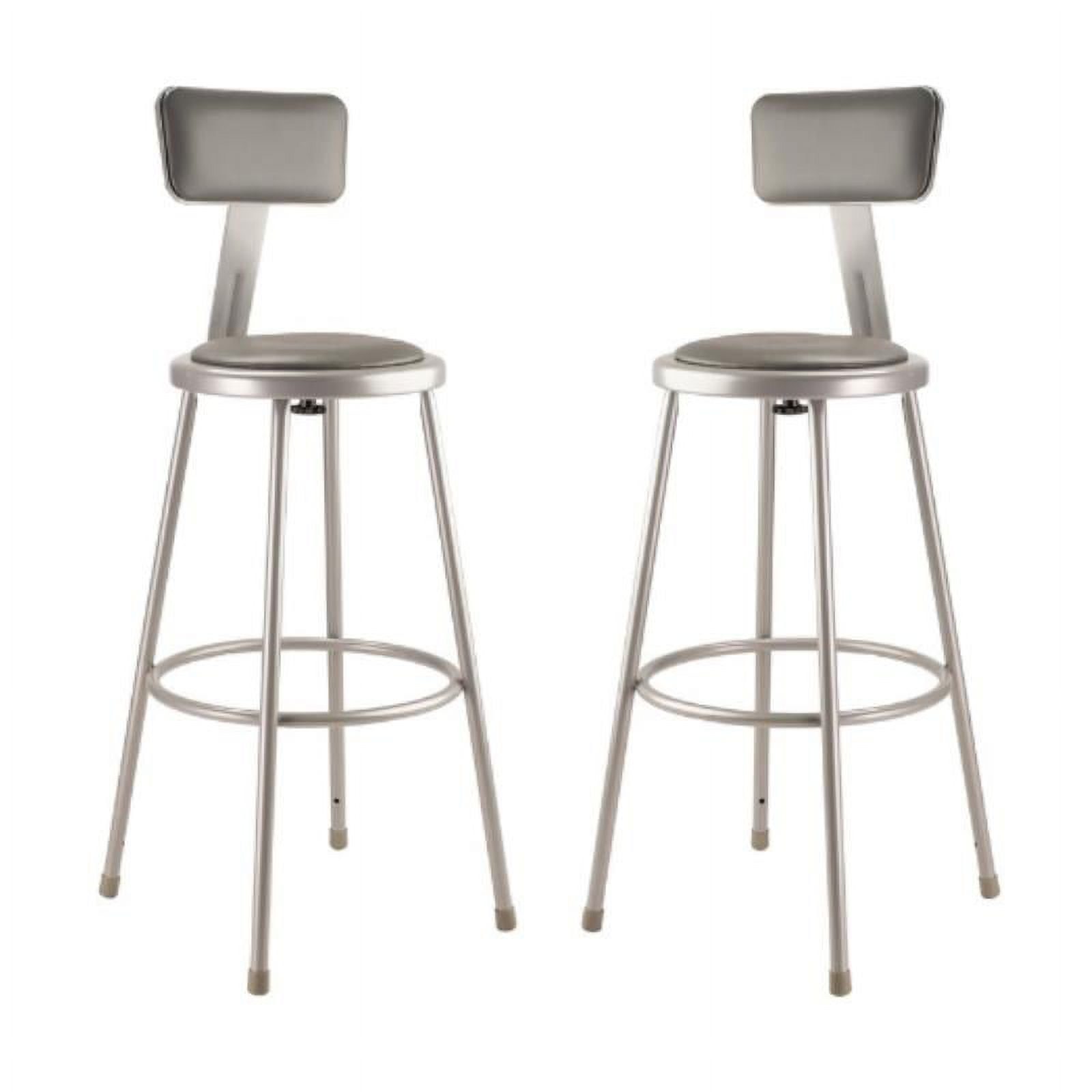 Home Square 6400 Series 30" Vinyl Padded Heavy Duty Stool in Gray - Set ...