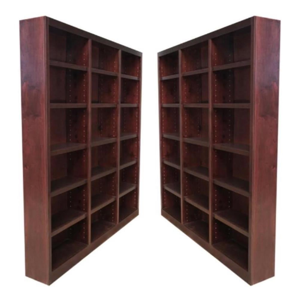 "Home Square 84"" Tall Wood Bookshelf in Cherry Finish - Set of 2 ...