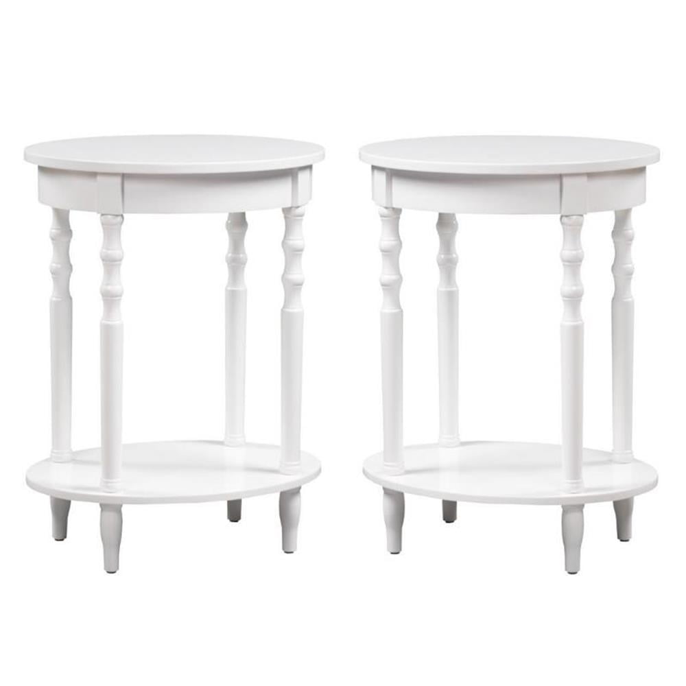 Home Square Accents Brandi Oval End Table in White - Set of 2 - Walmart.com