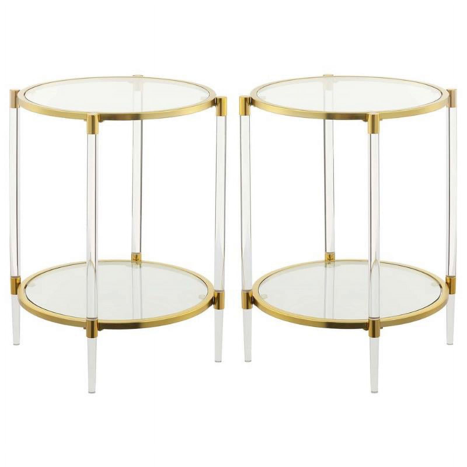 Home Square Acrylic Clear Glass End Table with Gold Frame - Set of 2 ...