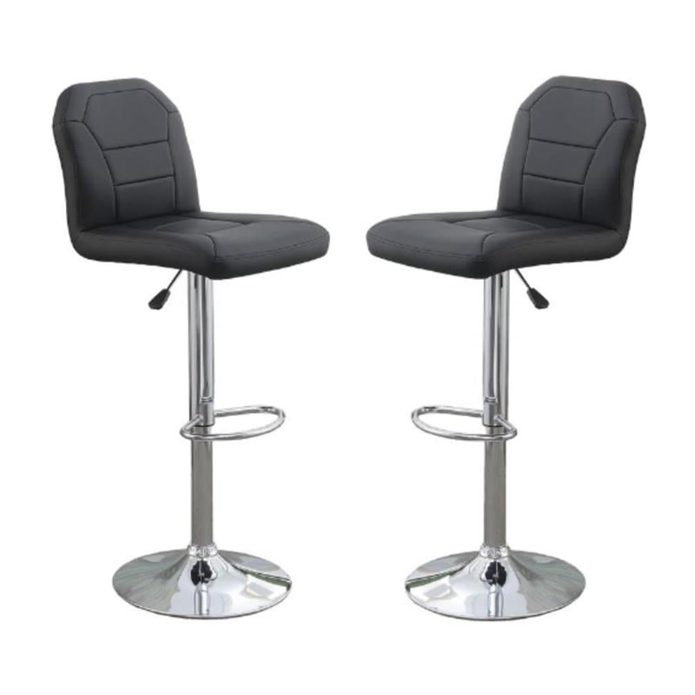 Home Square Adjustable Height & Swivel Faux Leather Barstool in Black ...