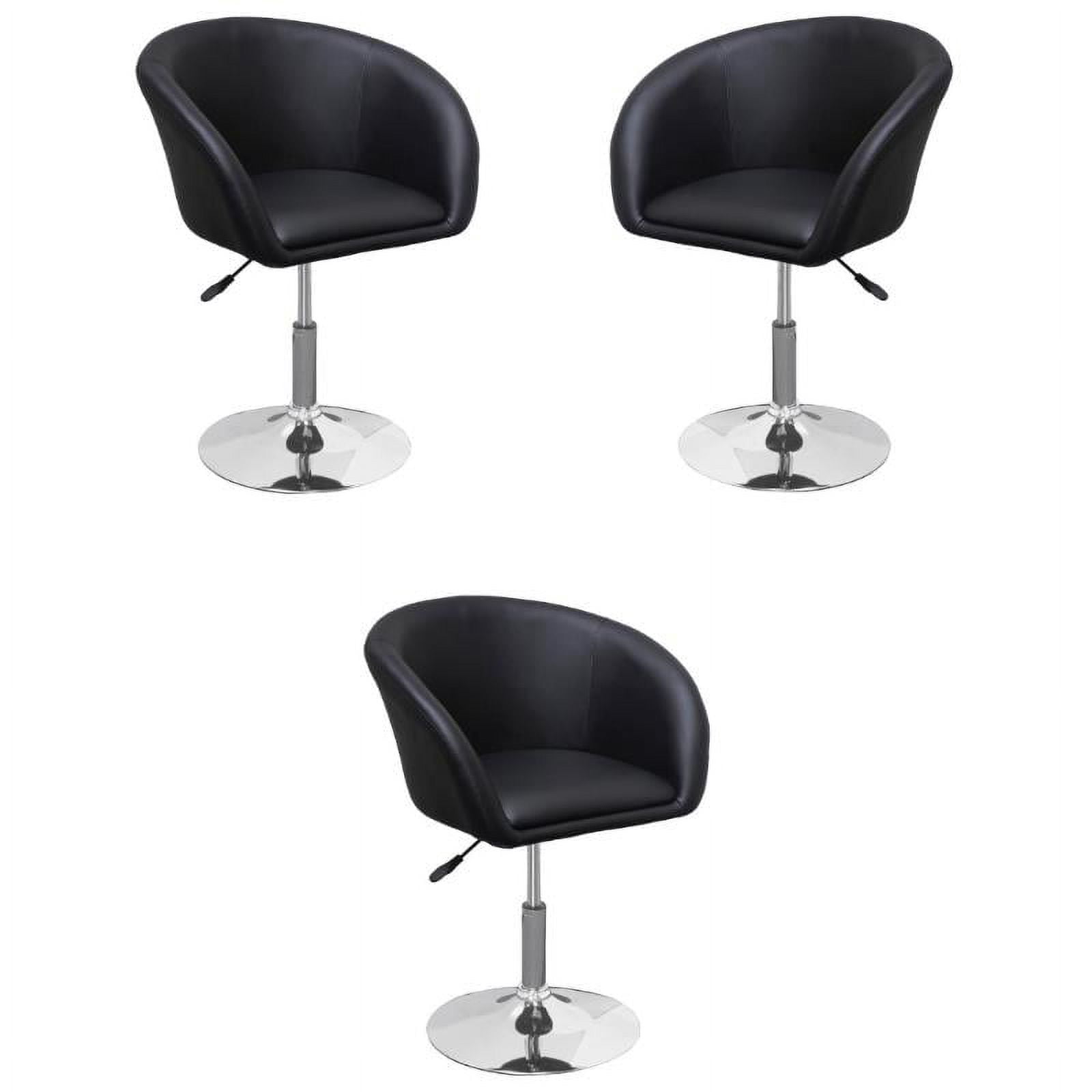 Home Square Adjustable Swivel Faux Leather Coffee Chair in Black - Set ...