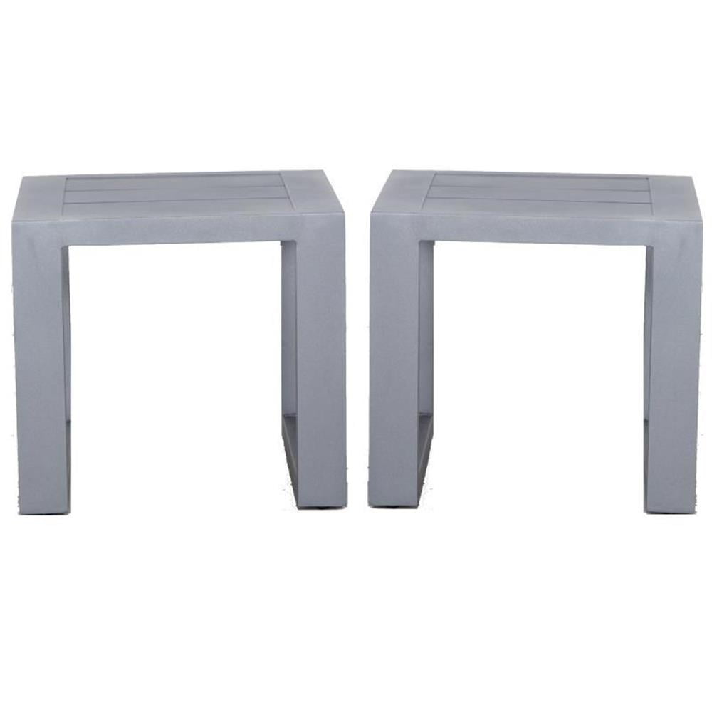 Home Square Aluminum Frame End Table in Gray Finish - Set of 2 ...