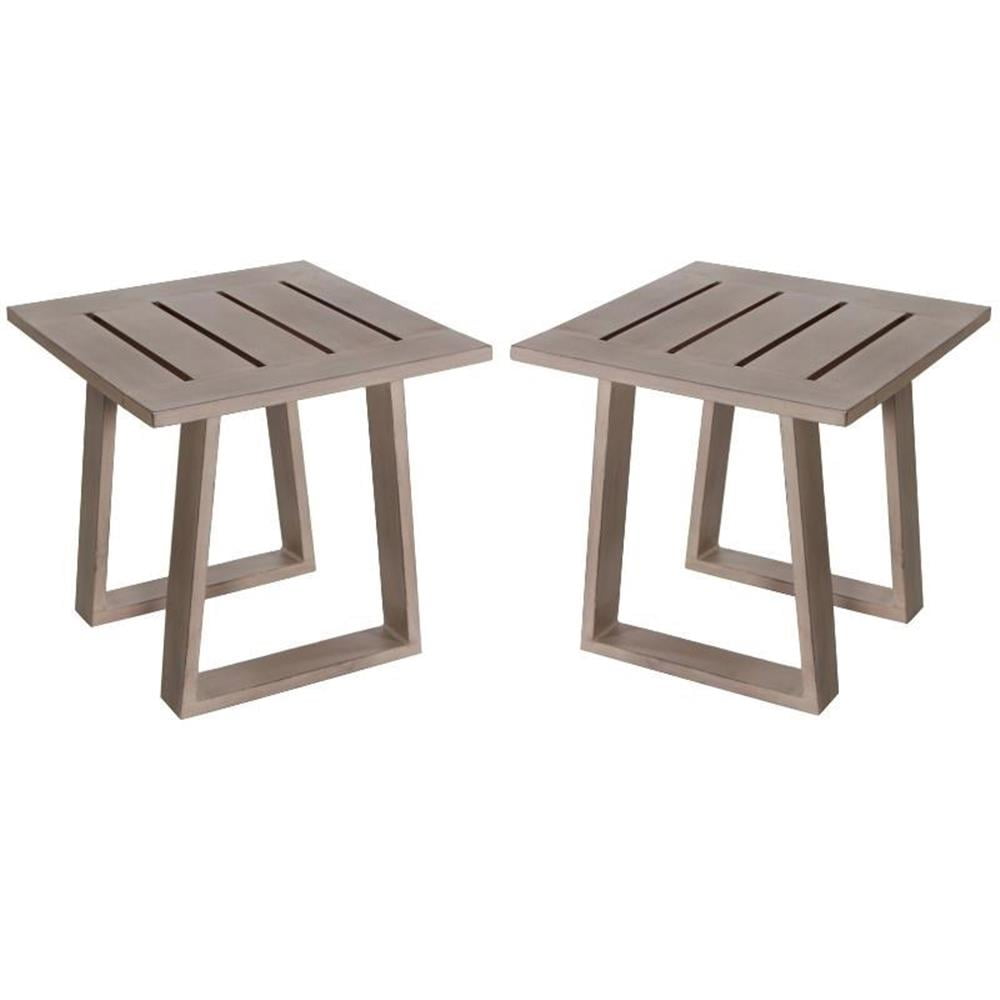Home Square Aluminum Frame End Table in Handpainted Taupe - Set of 2 ...