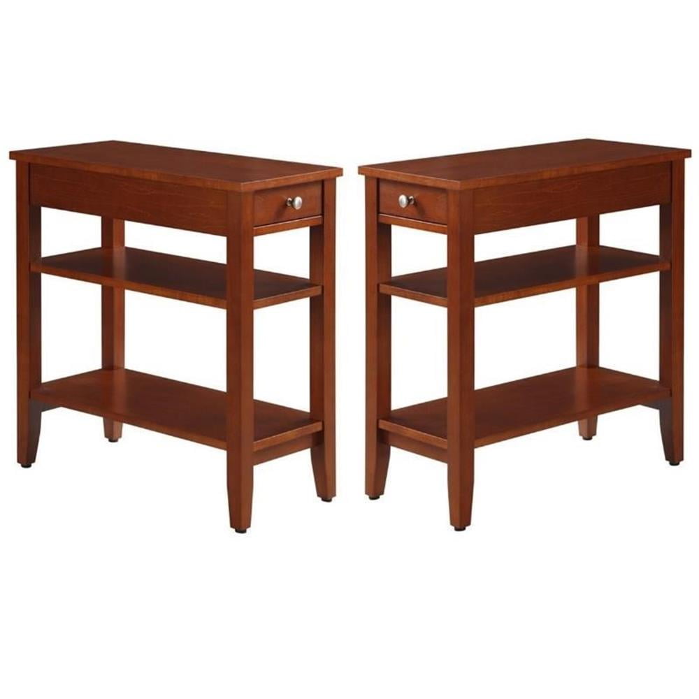 Home Square American Heritage 3 Tier End Table in Cherry Wood Finish ...