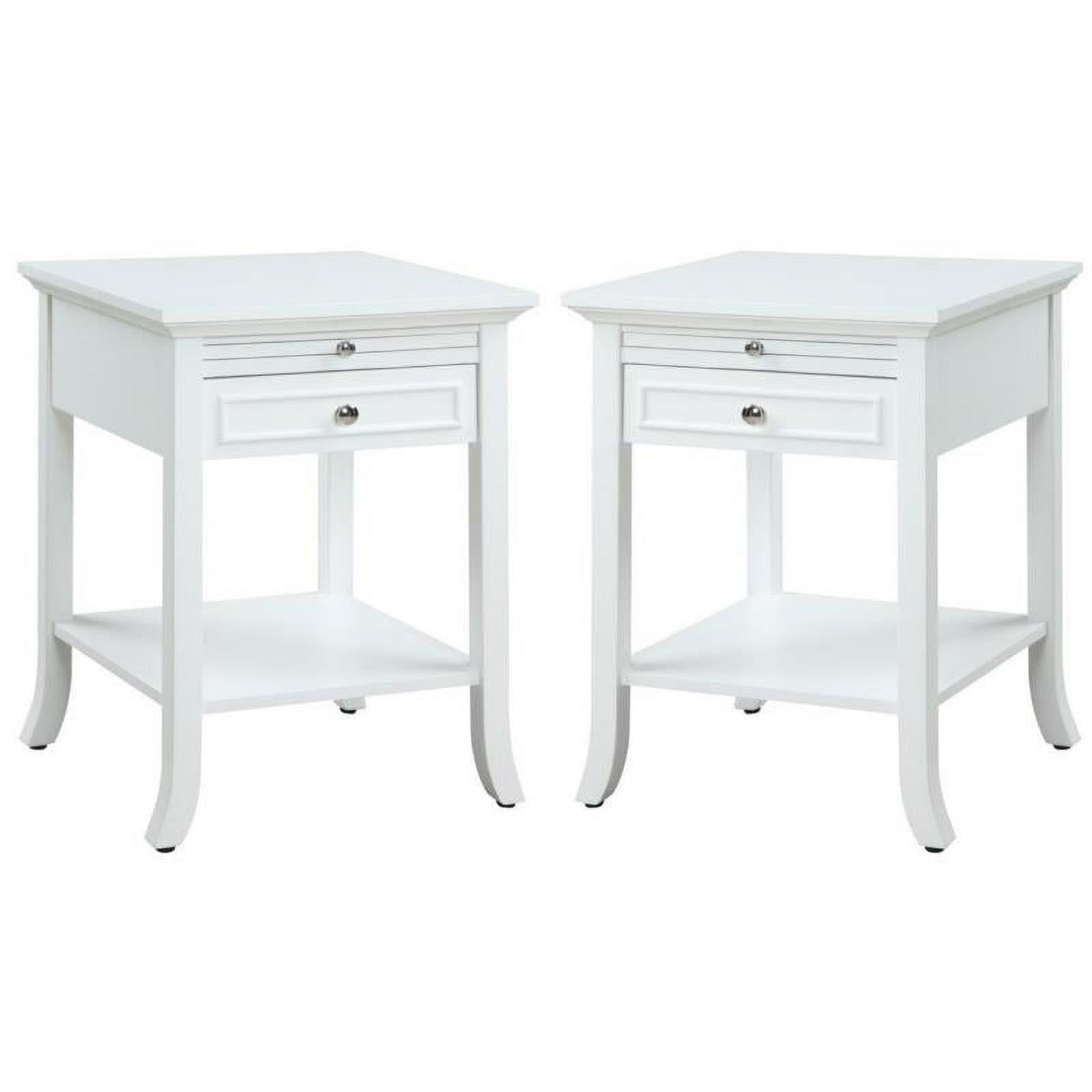 Home Square American Heritage Logan End Table in White Wood Finish ...