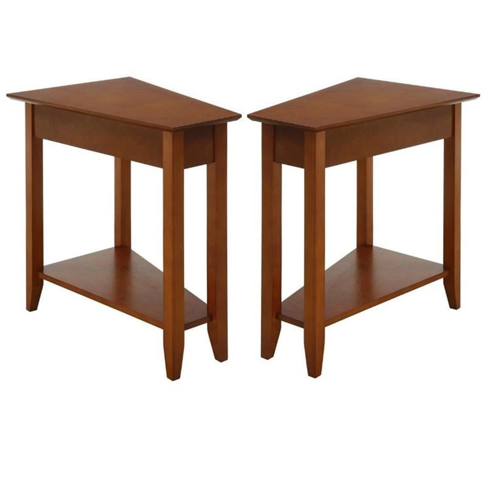 Home Square American Heritage Wedge End Table in Cherry Wood Finish ...