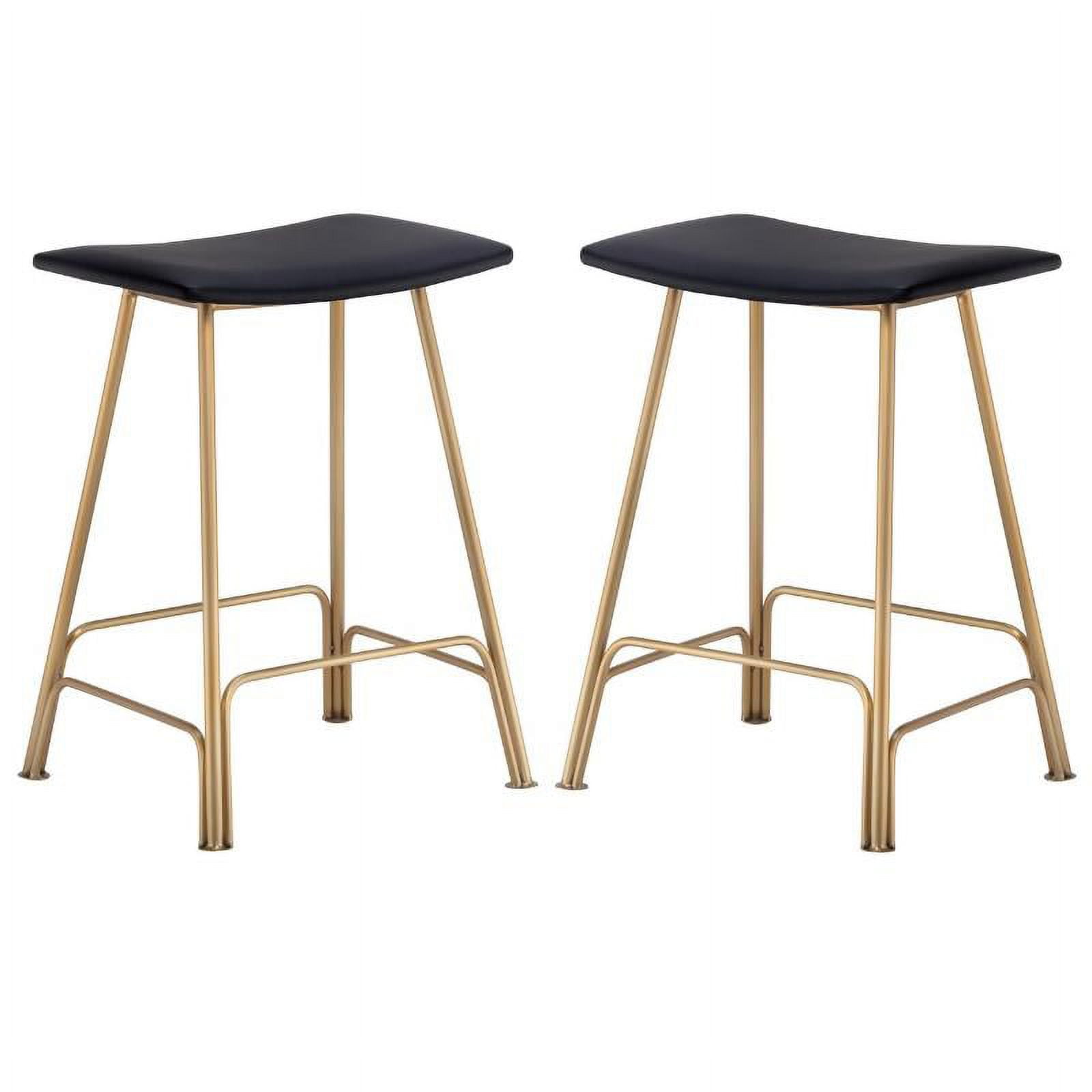 Home Square Azai 25.5" Faux Leather Counter Stool in Black/Gold - Set ...