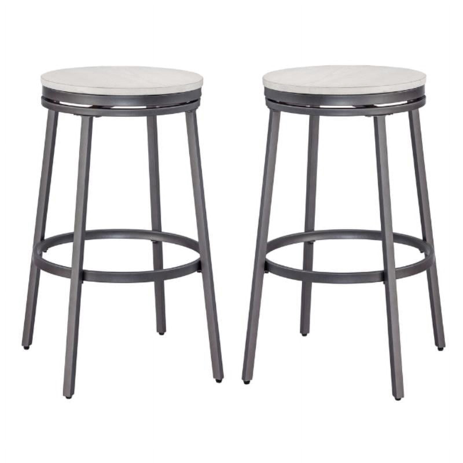 Home Square Backless Metal Bar Stool in Gray Finish - Set of 2 ...
