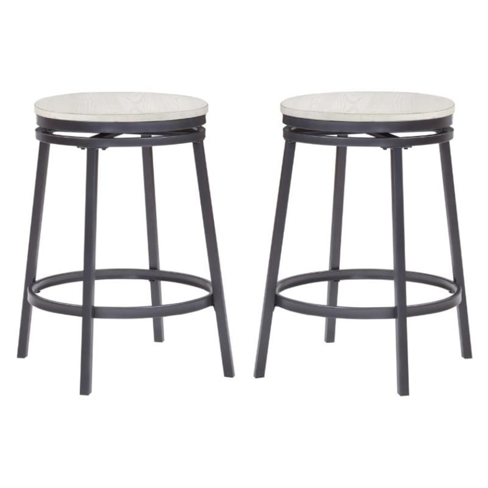 Home Square Backless Metal Swivel Counter Stool in Gray - Set of 2 ...