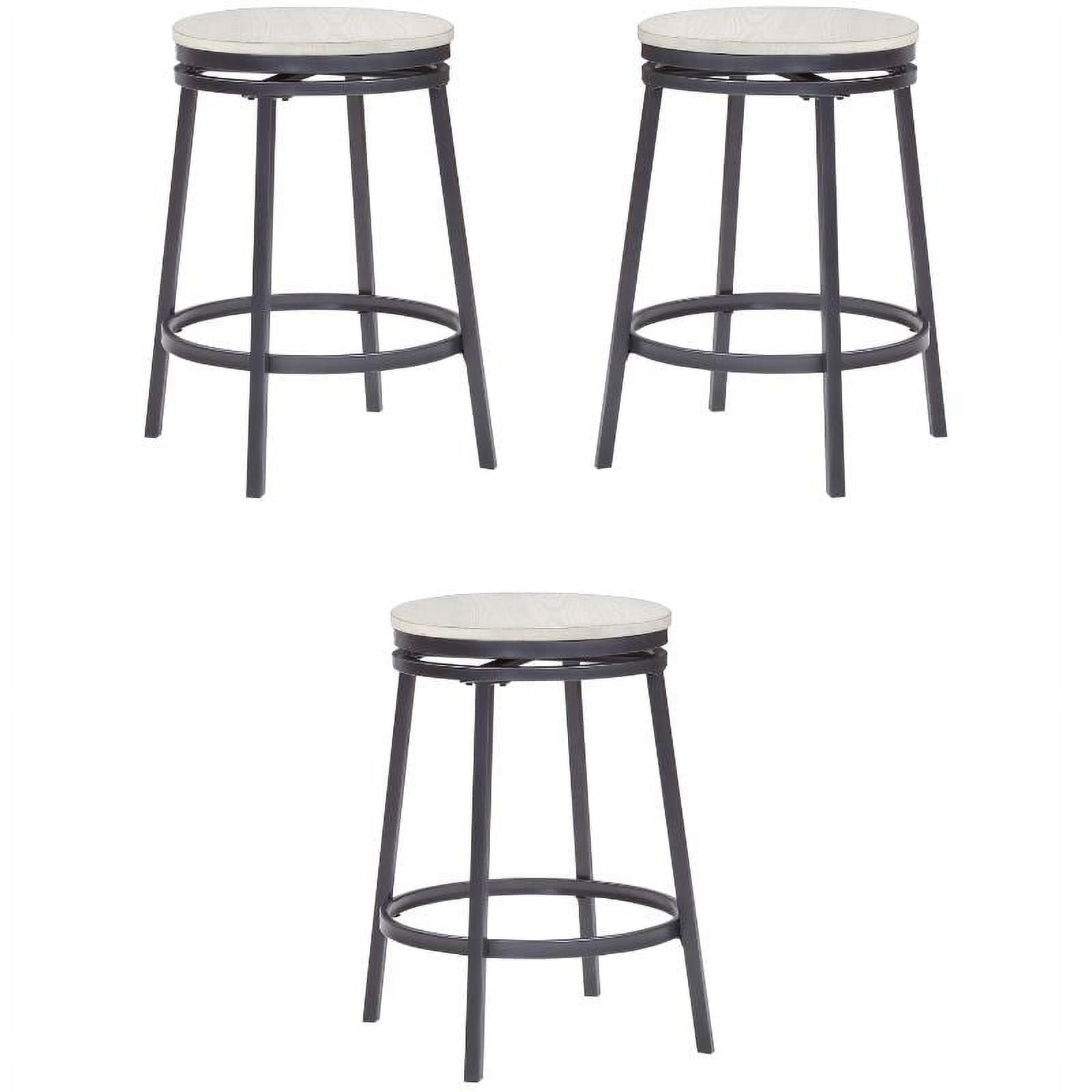 Home Square Backless Metal Swivel Counter Stool in Gray - Set of 3 ...