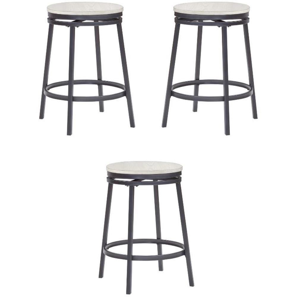 Home Square Backless Metal Swivel Counter Stool in Gray - Set of 3 ...