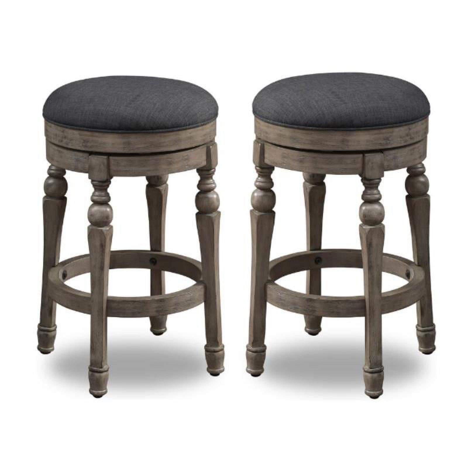 Home Square Backless Swivel Wood Counter Stool in Brown - Set of 2 ...