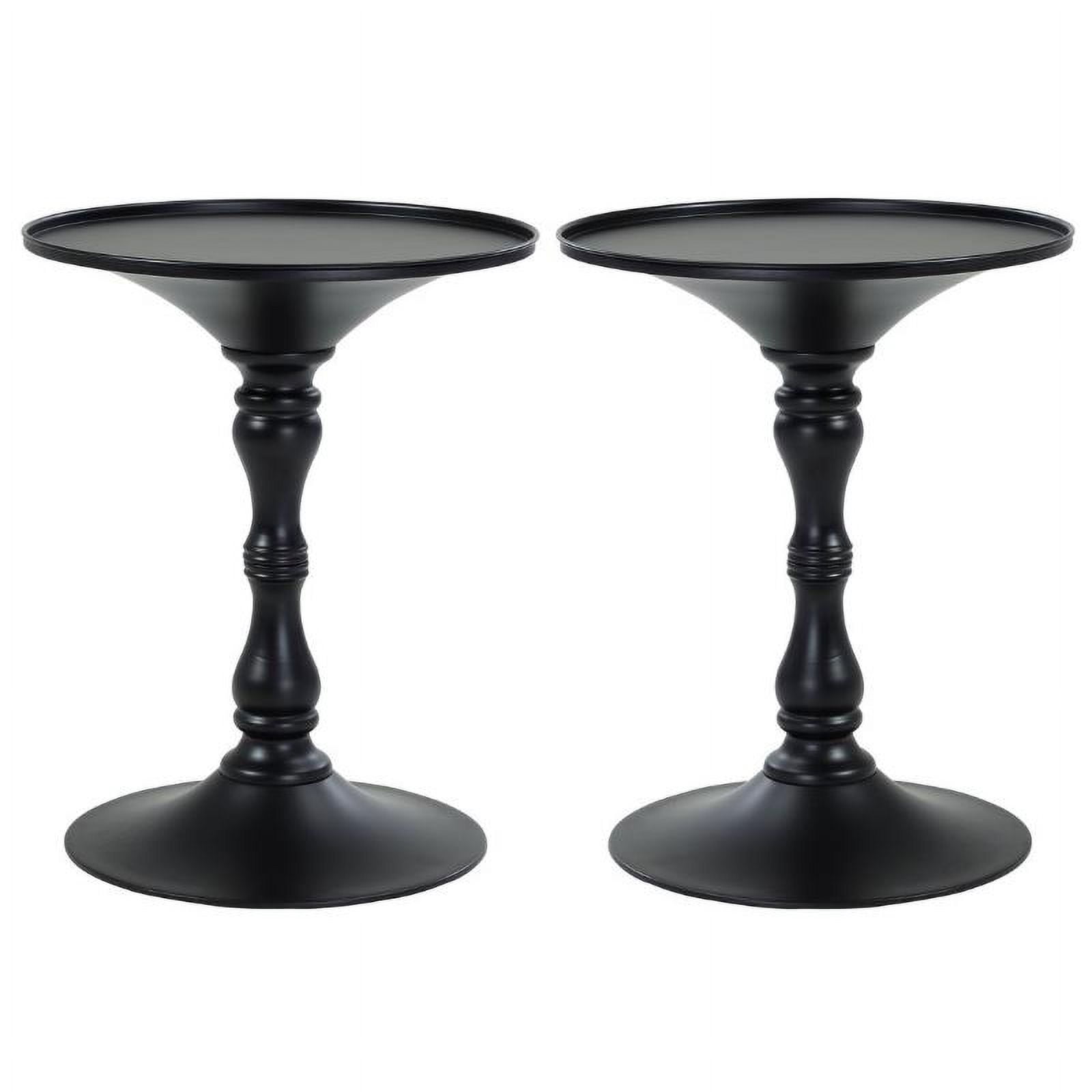 Home Square Bishop Circle Top Modern Steel Metal Side Table in Black ...