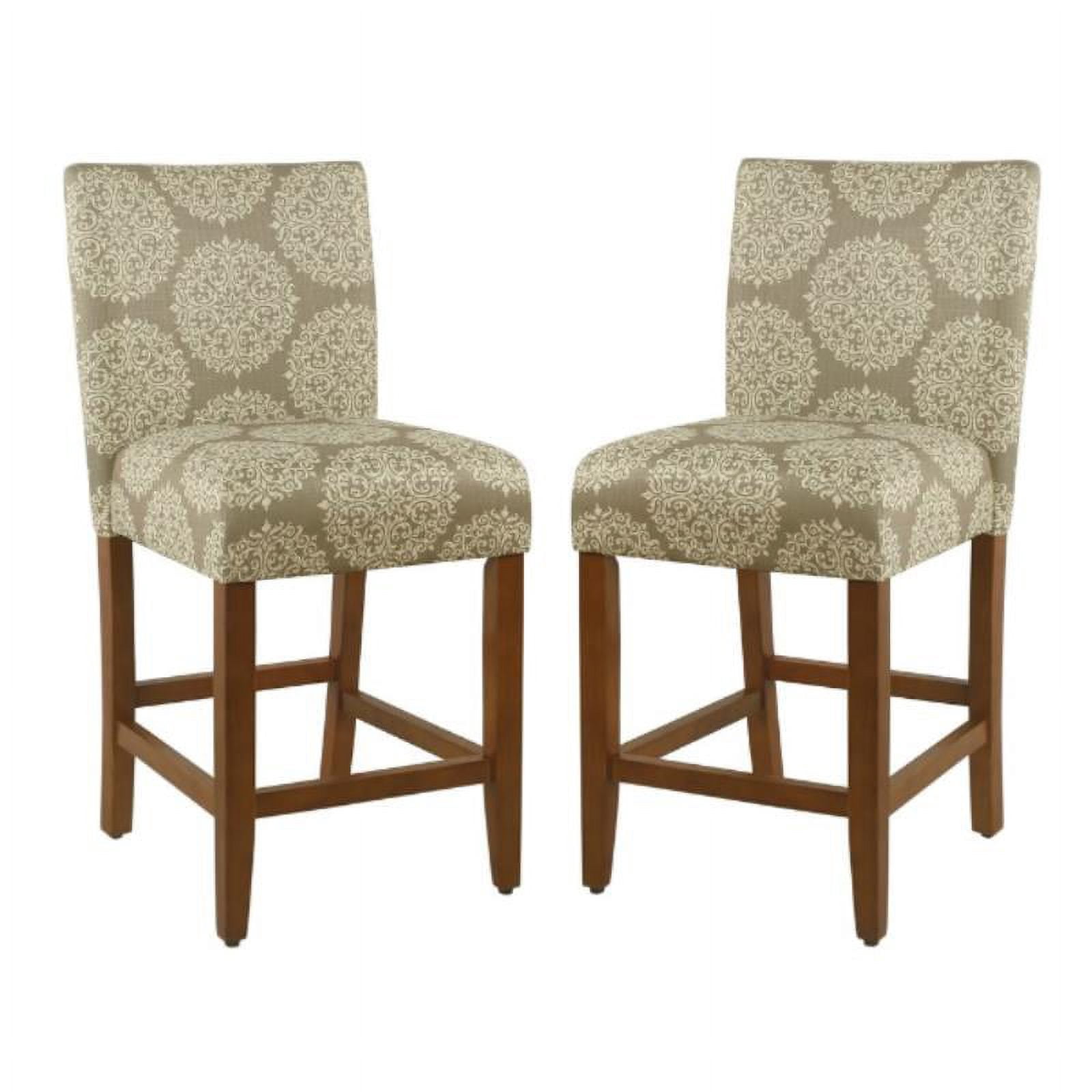 Home Square Braeburn 24" Wood and Fabric Counter Stool in Brown - Set ...
