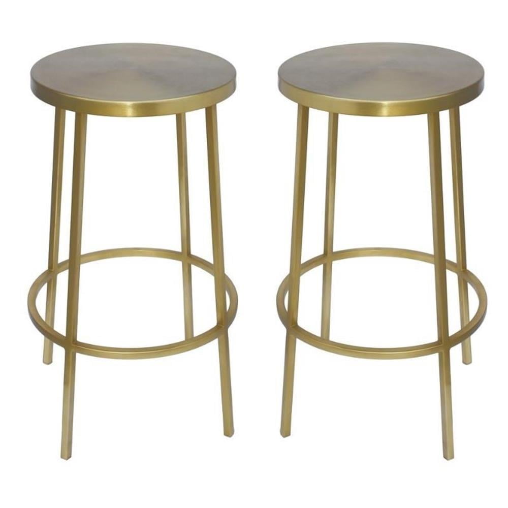 Home Square Brushed Gold Iron Counter Stool - Set of 2 - Walmart.com