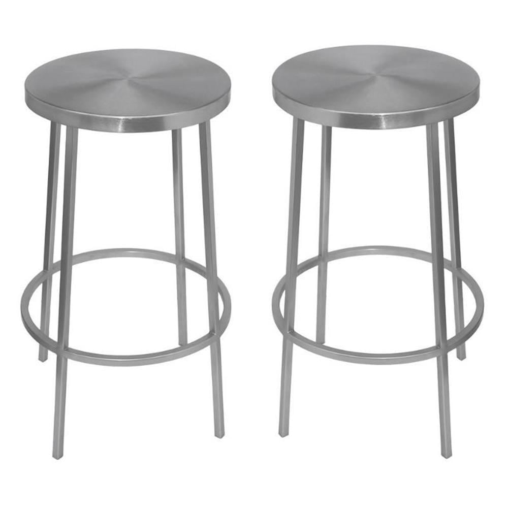 Home Square Brushed Silver Iron Counter Stool - Set of 2 - Walmart.com