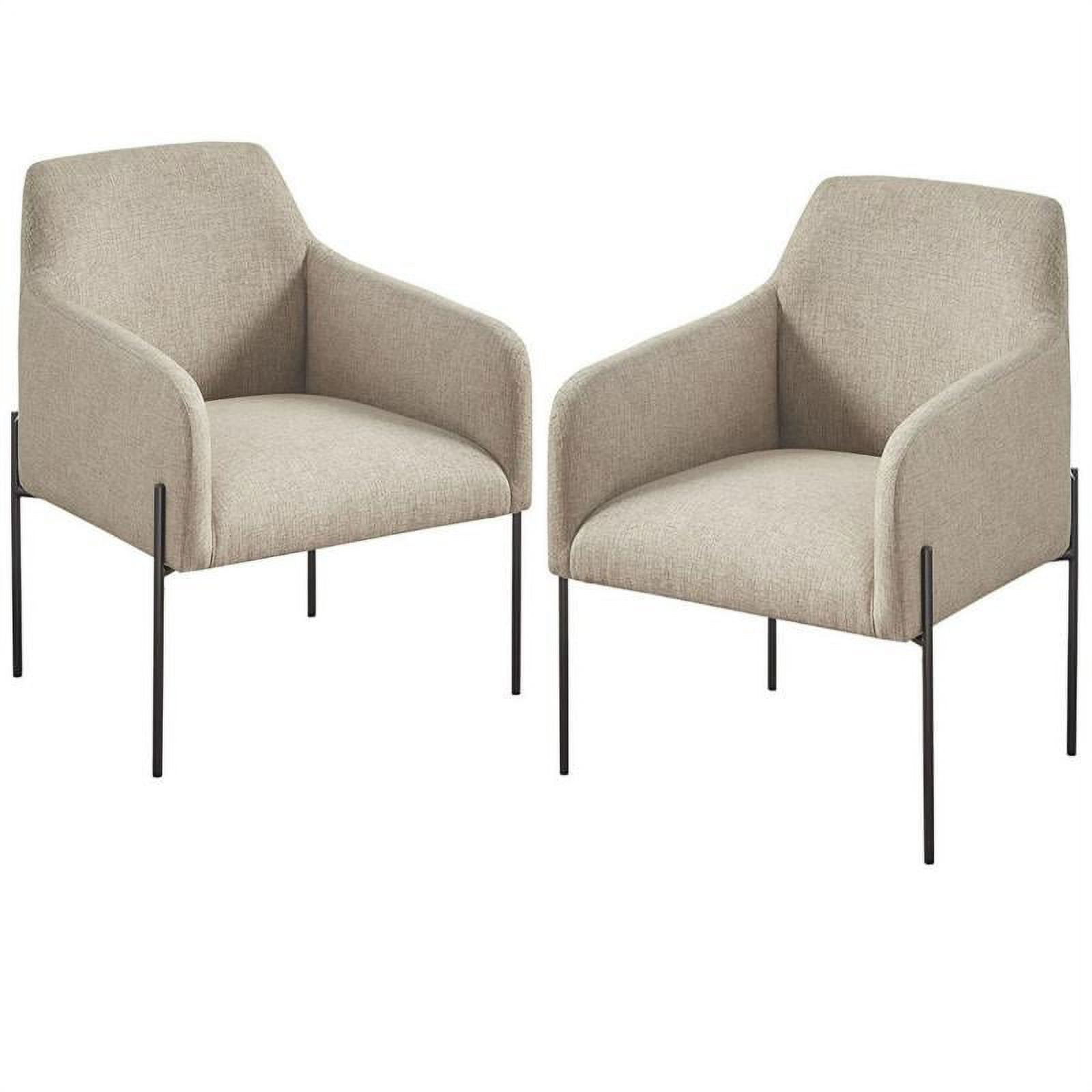 Home Square Calder Solid Wood and Polyester Accent Chair in Beige in ...