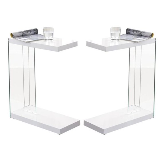 Home Square Chairside End Table in White Finish - Set of 2 - Walmart.com