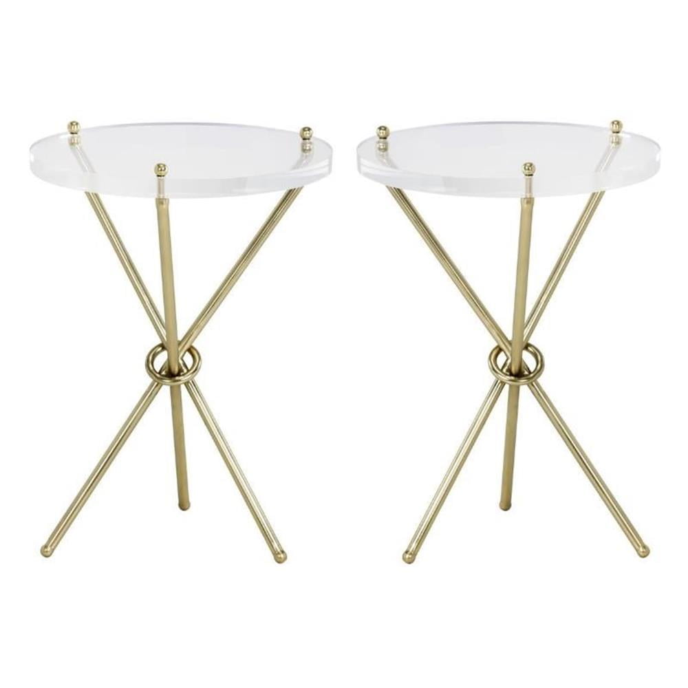 Home Square Cher 16" Metal Side Table with Tripod Like Base in Brass ...