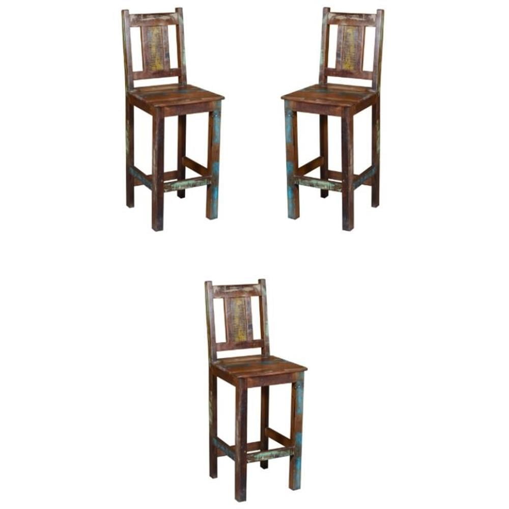 Home Square Coastal Solid Wood Bar Chair in Multi-Color - Set of 3 ...