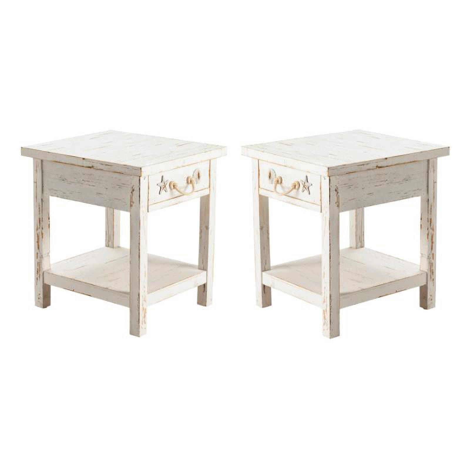Home Square Coastal Wood End Table in White Finish - Set of 2 - Walmart.com