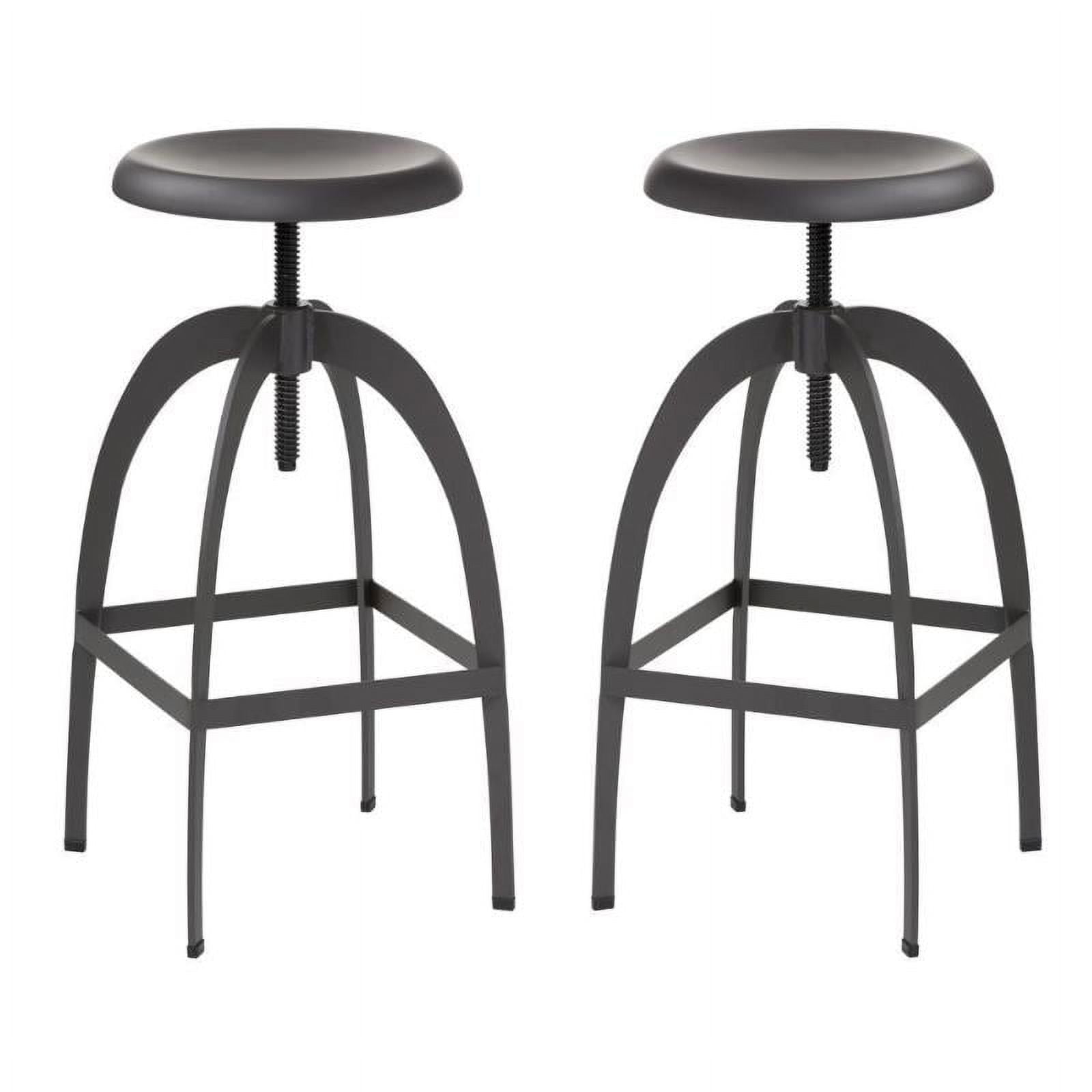 Home Square Colby 26.5 - 33.5" Modern Metal Stool in Gray/Chrome - Set ...