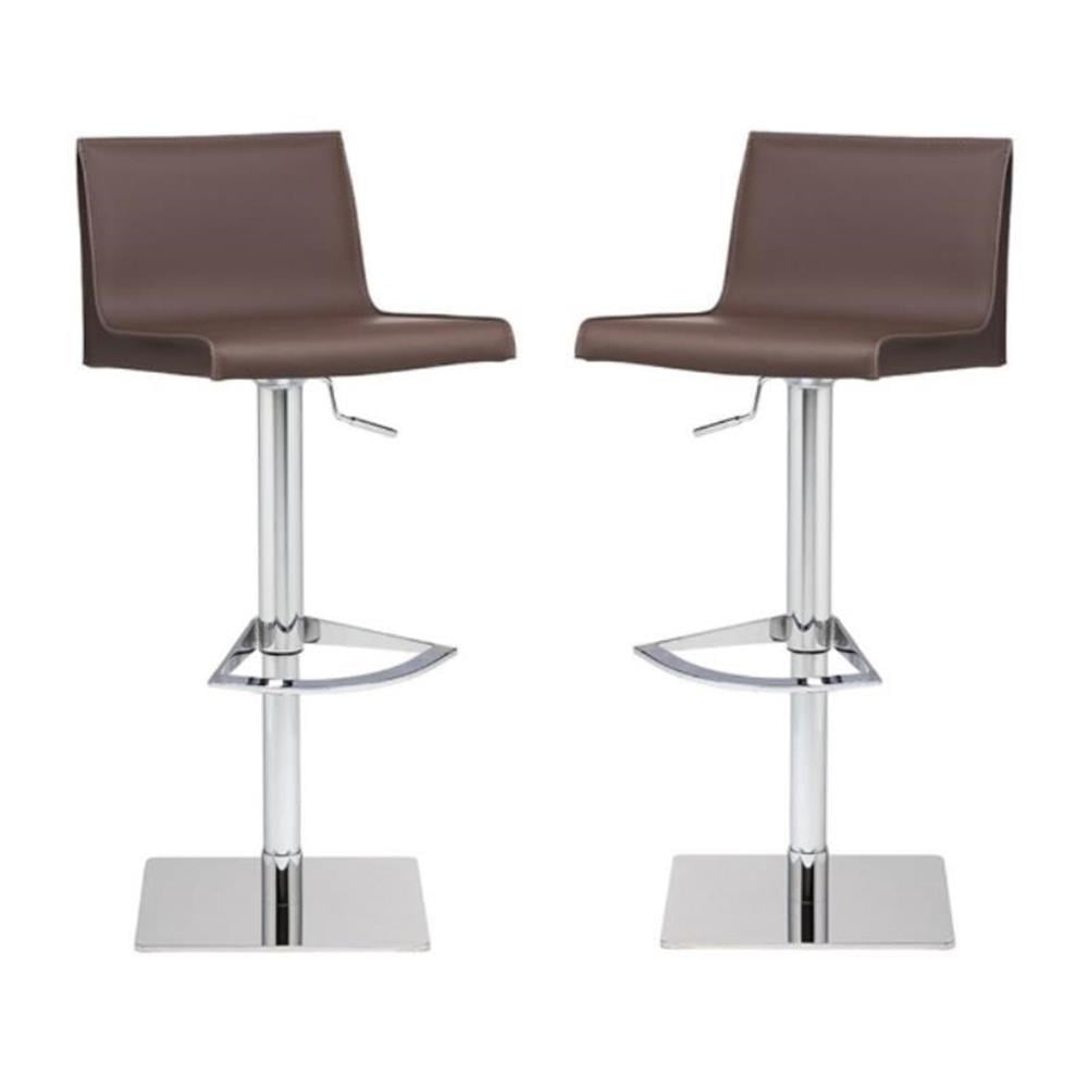 Home Square Colter Adjustable Leather Bar Stool in Mink - Set of 2 ...