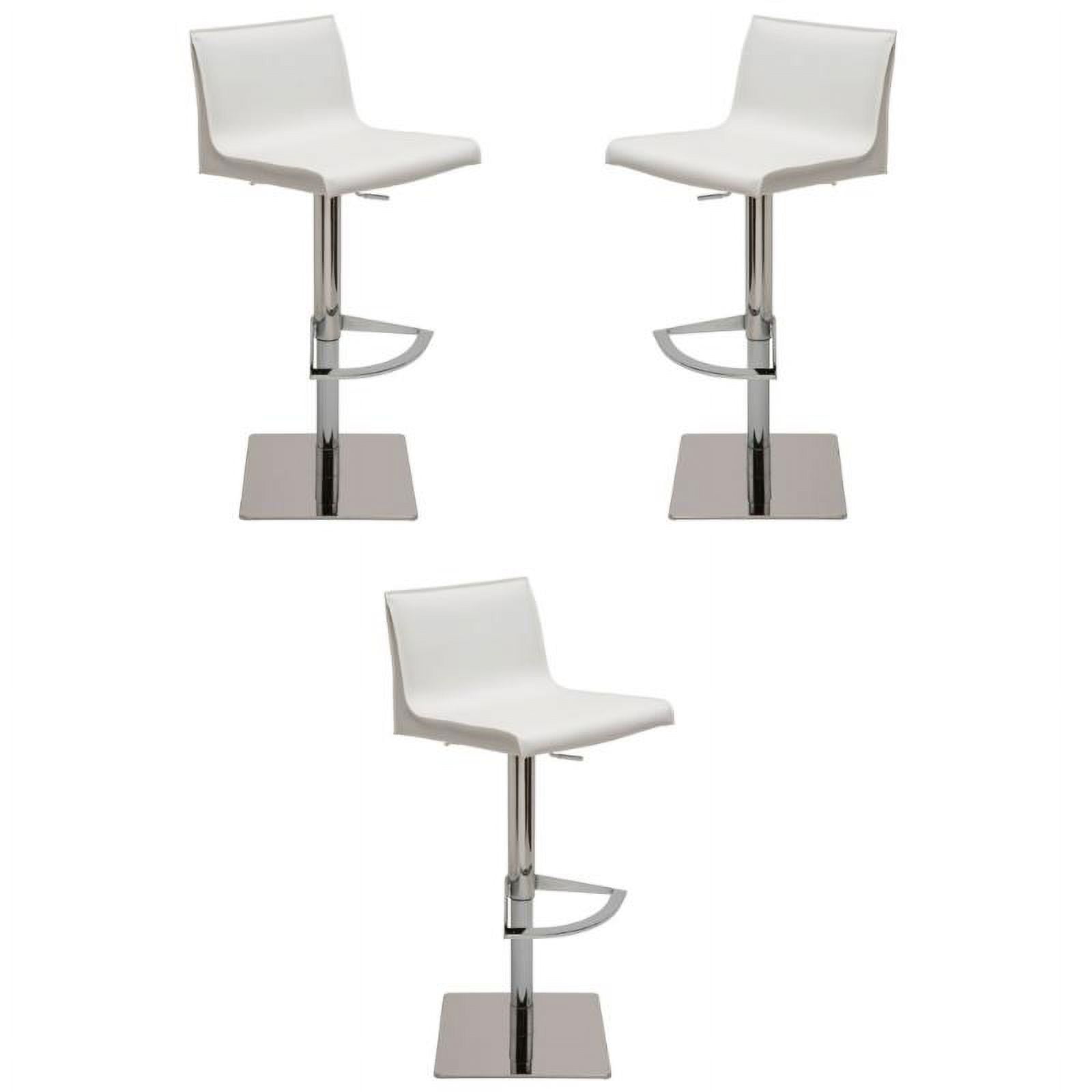 Home Square Colter Adjustable Leather Bar Stool in White - Set of 3 ...