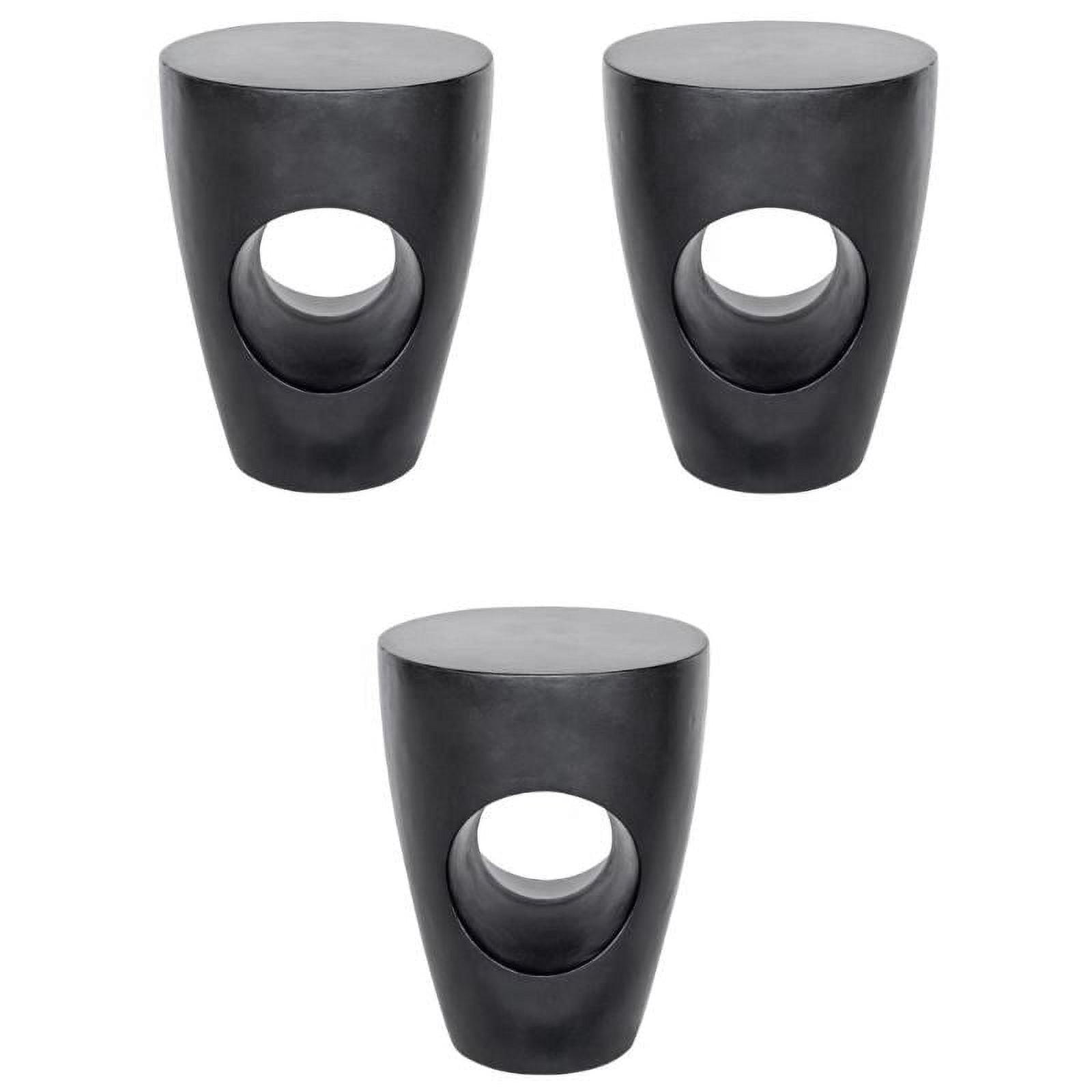 Home Square Concrete Outdoor Stool in Black Finish - Set of 3 - Walmart.com
