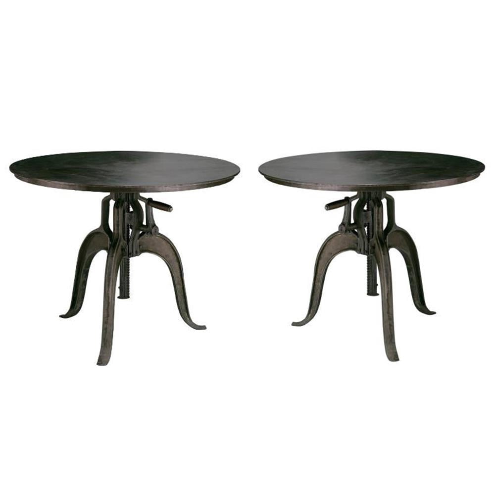 Home Square Contemporary Metal Crank Table in Gunmetal Gray - Set of 2 ...