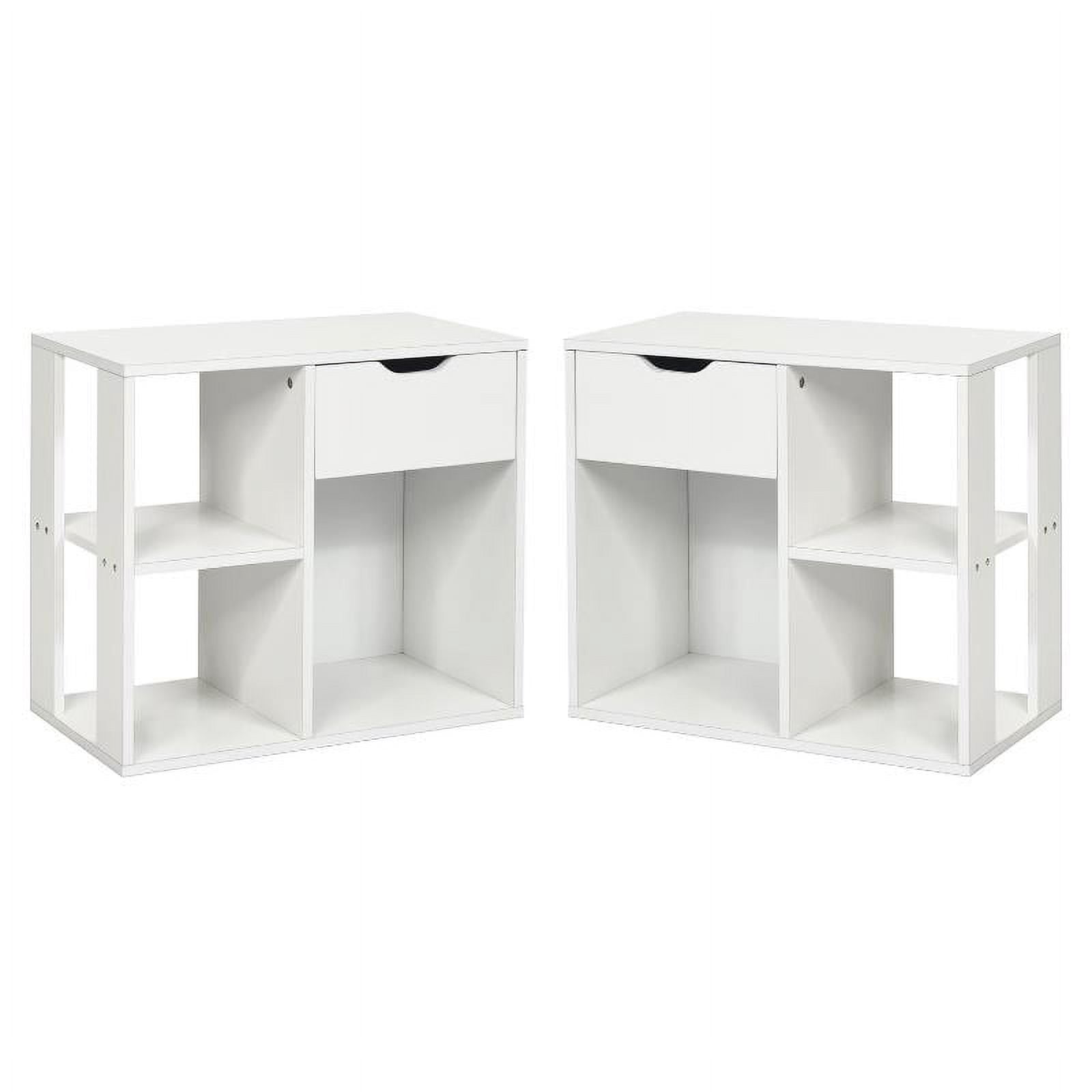 Home Square Contemporary Particle Board Side Table in White - Set of 2 ...