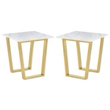 Home Square Haru 19.5" Contemporary Metal End Table in Polished Gold ...
