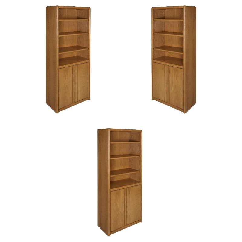 Home Square Contemporary Wood Wall Bookcase in Medium Oak - Set of 3 ...