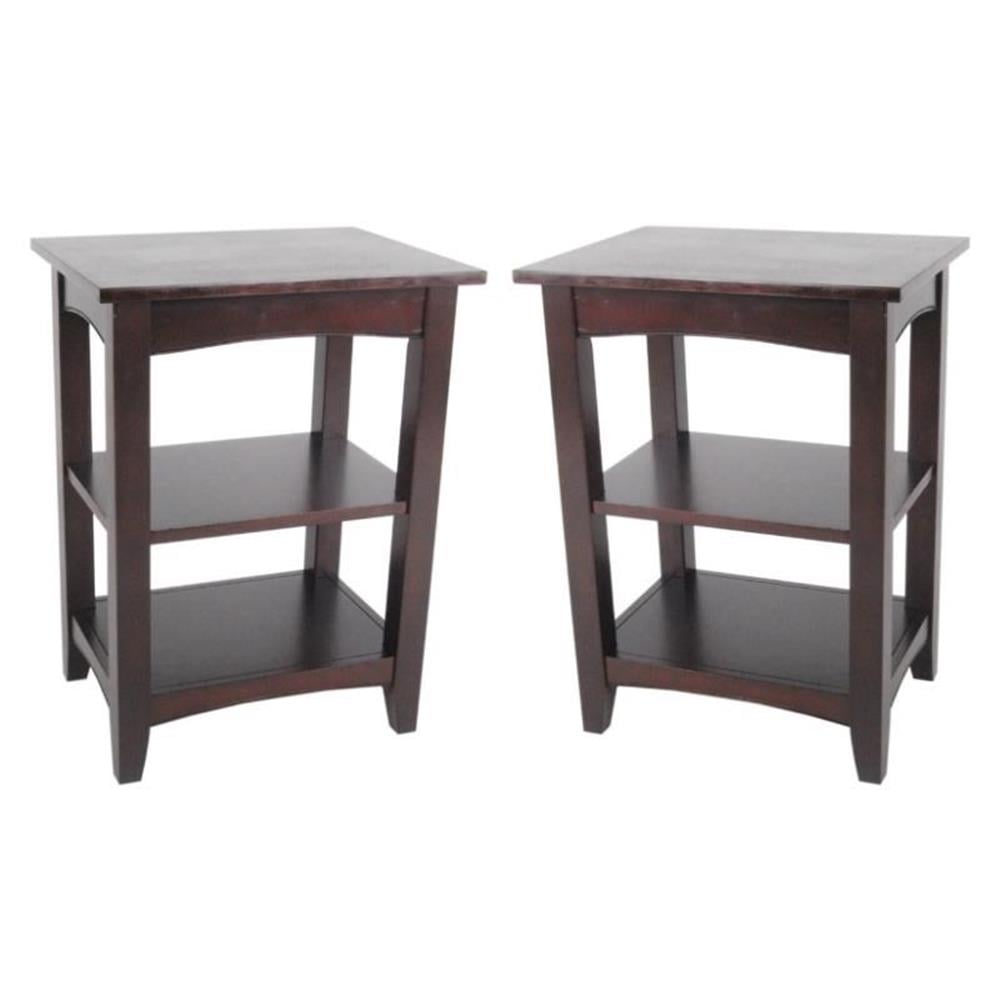 Home Square Cottage 2-Shelf End Table in Espresso - Set of 2 - Walmart.com