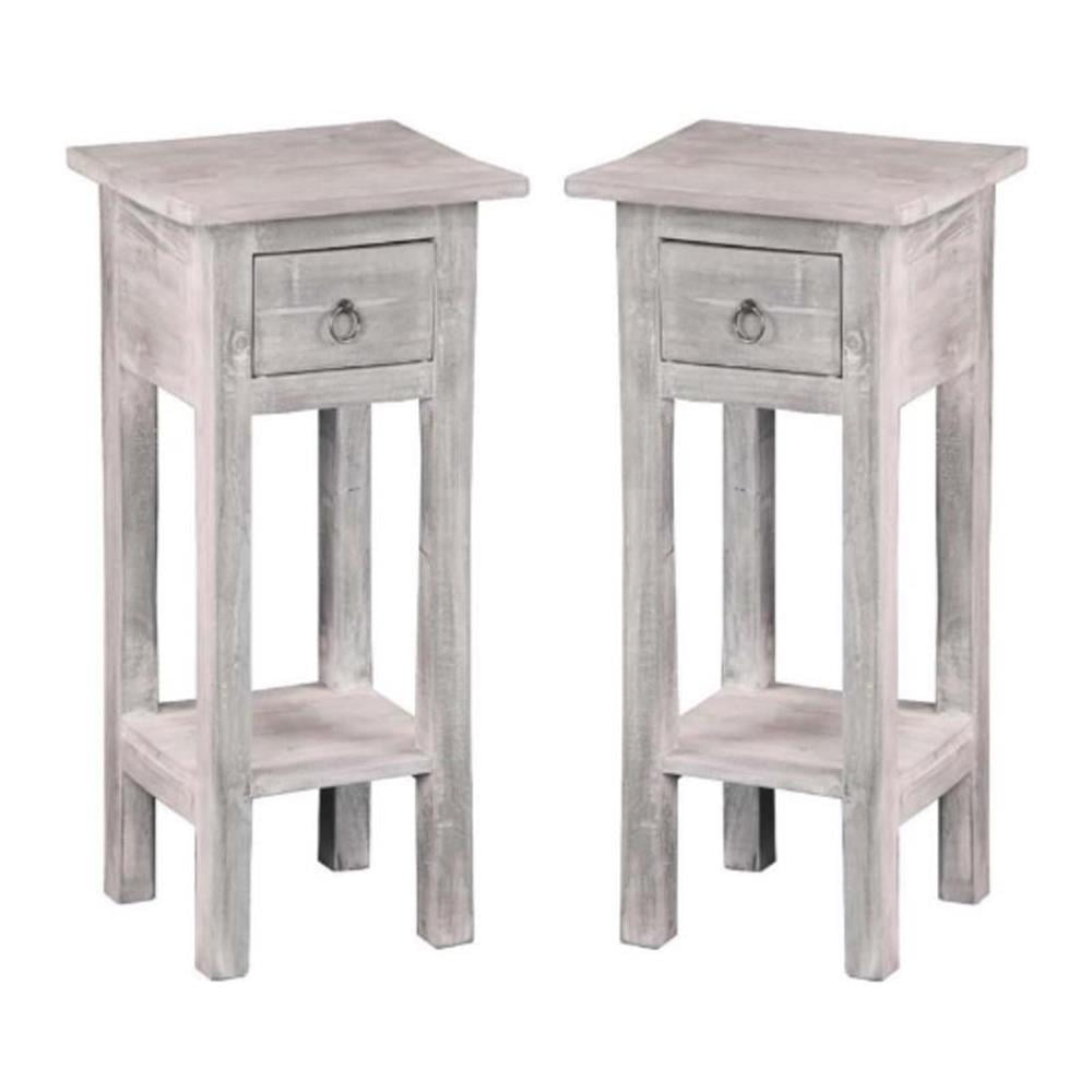 Home Square Cottage Narrow Wood Side Table in Distressed Light Gray ...