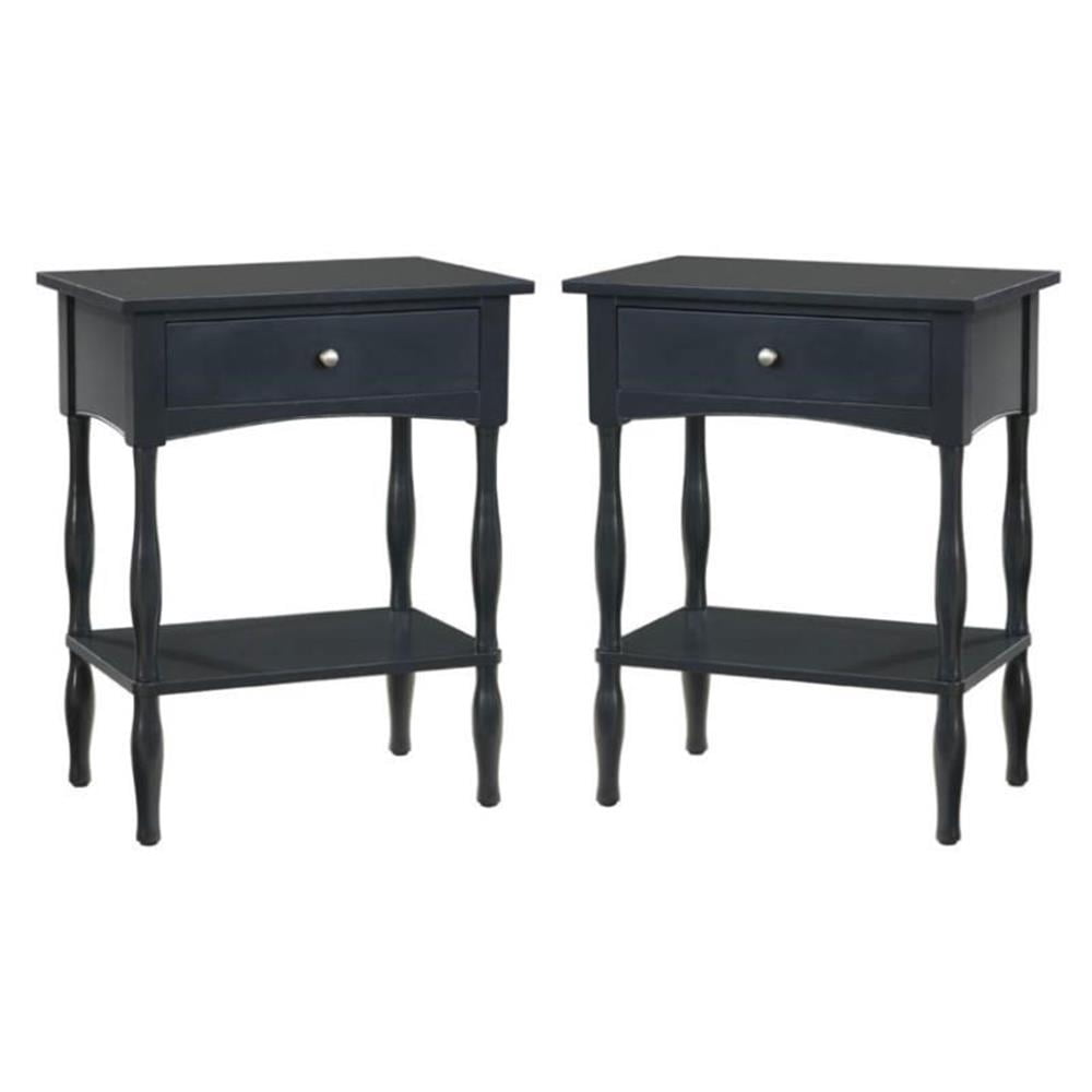 Home Square Cottage Wood End Table in Charcoal Gray - Set of 2 ...