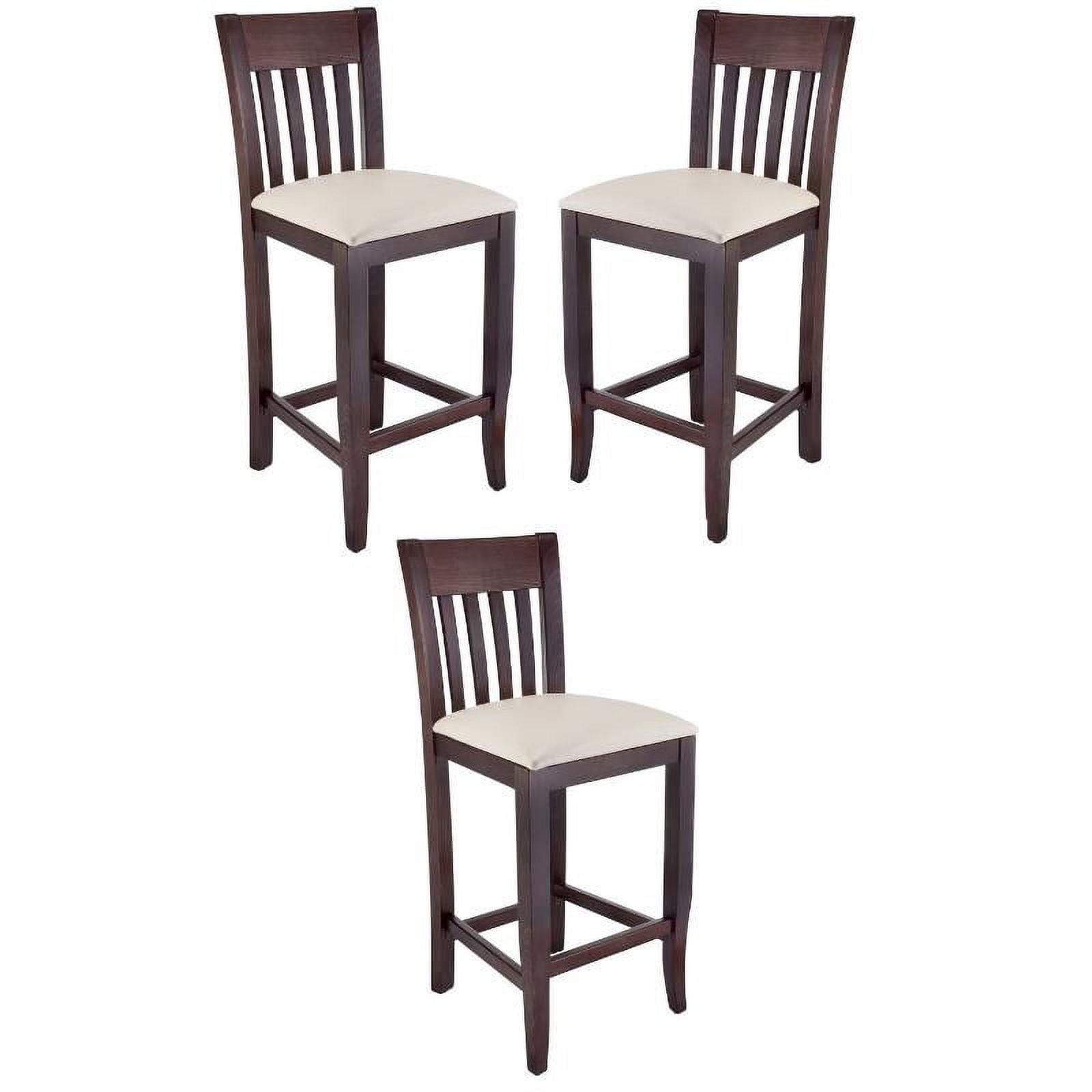 Home Square Counter Stool in Walnut with Upholstered Seat - Set of 3 ...