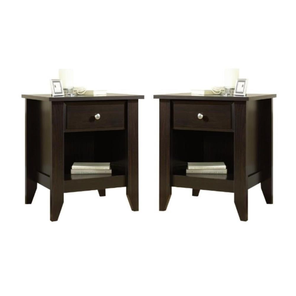 Home Square Creek Nightstand in Jamocha Wood Finish - Set of 2 ...