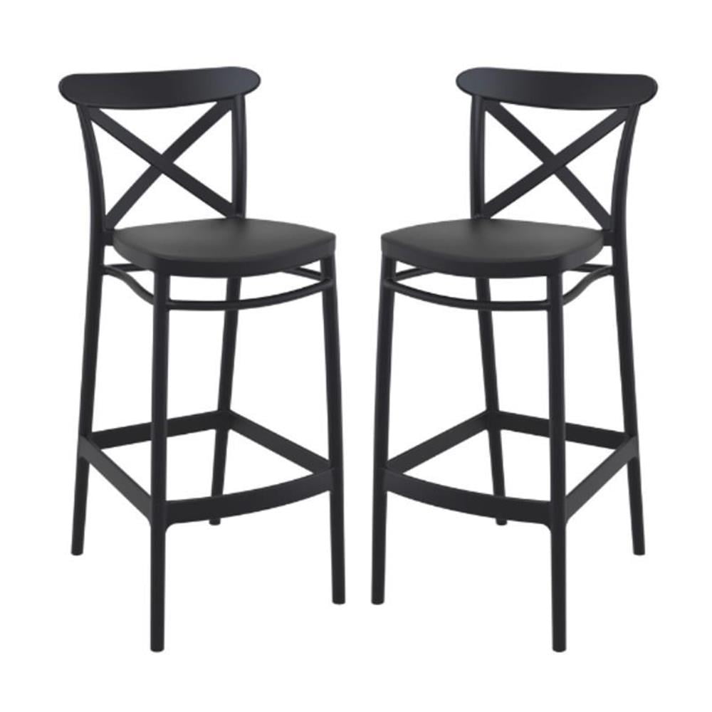 Home Square Cross Height Bar Stools Patio High Outside - Set of 2 ...