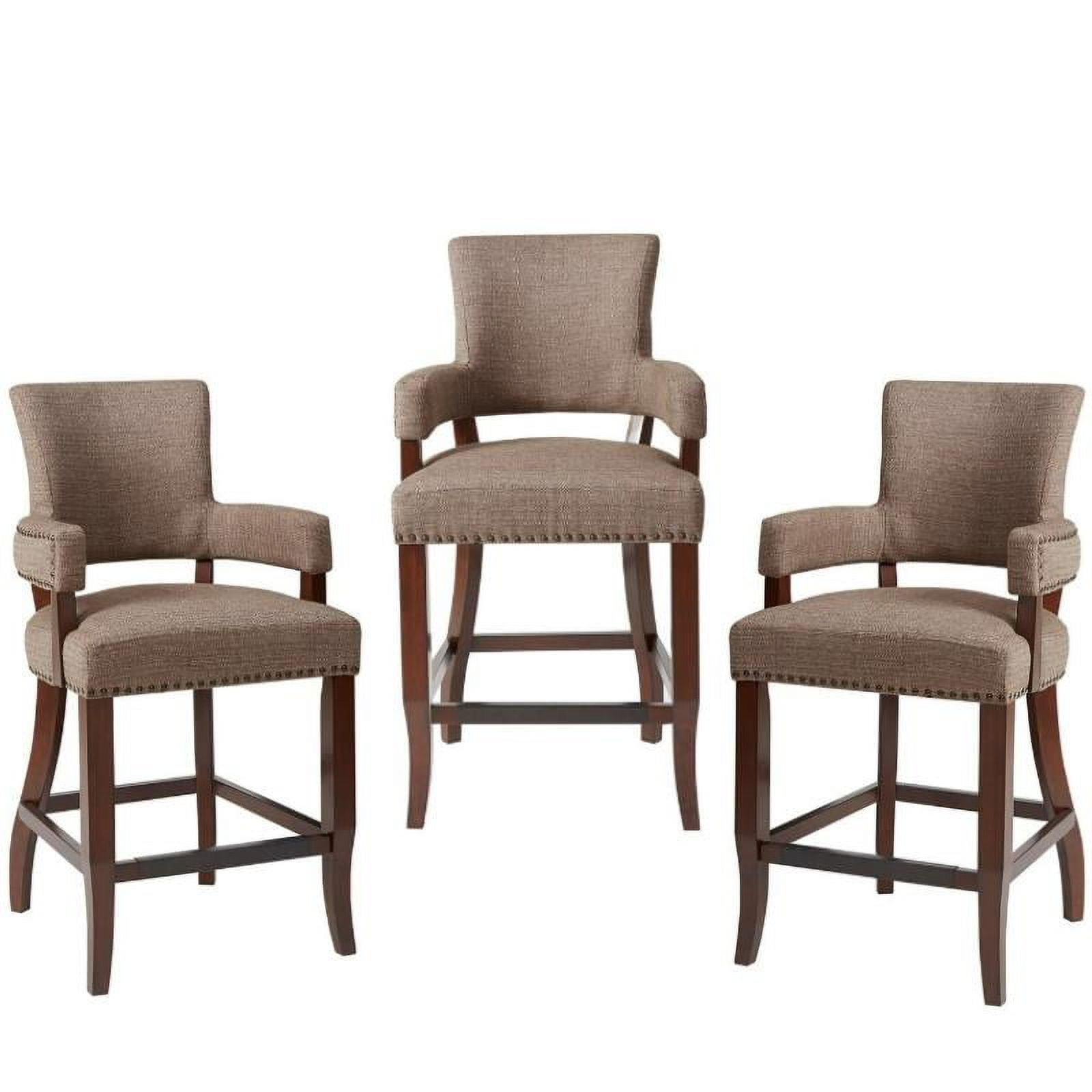 Home Square Dawson Arm 26" Solid Wood Counter Stool in Brown in Set of ...