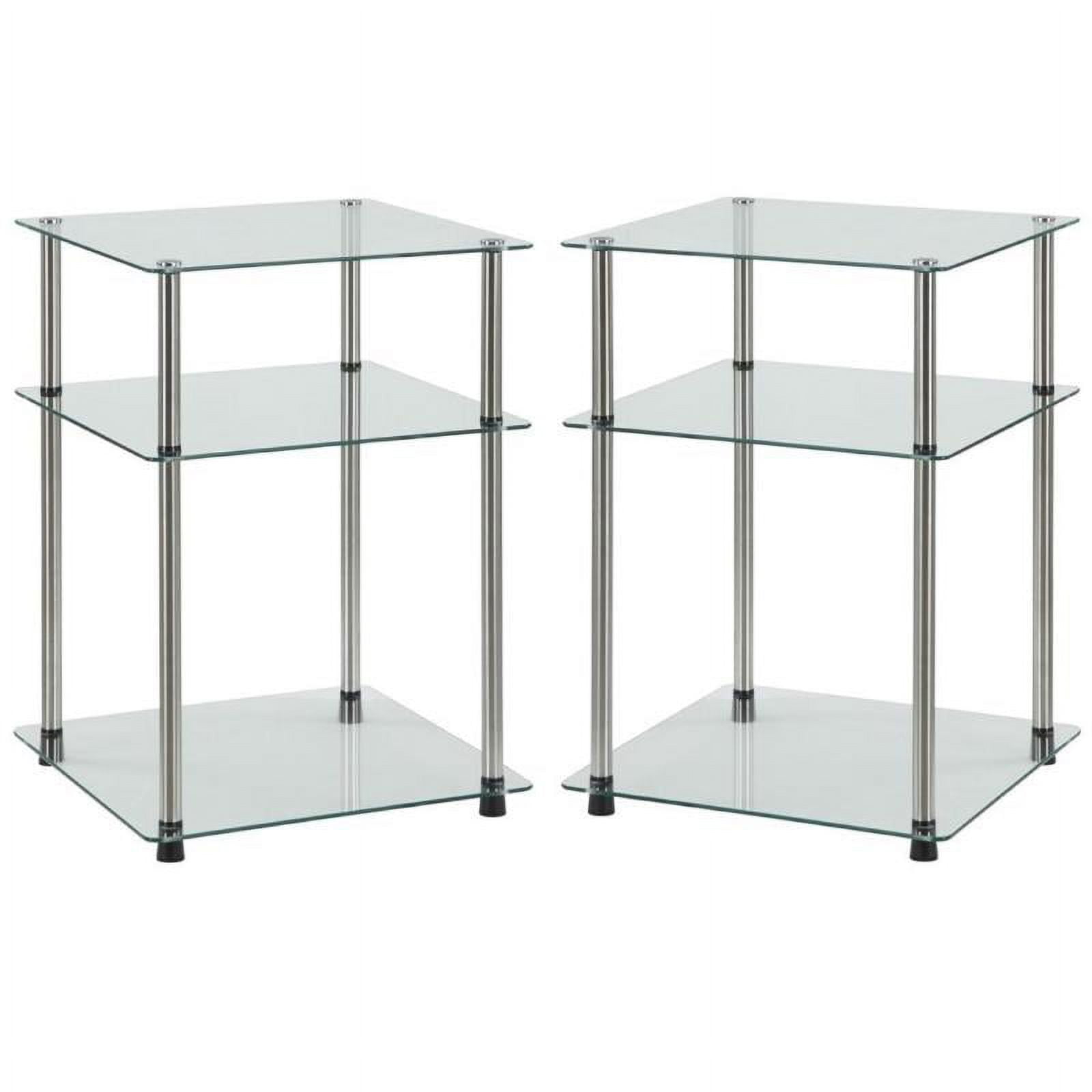 Home Square Designs2Go Three-Tier End Table in Clear Glass - Set of 2 ...