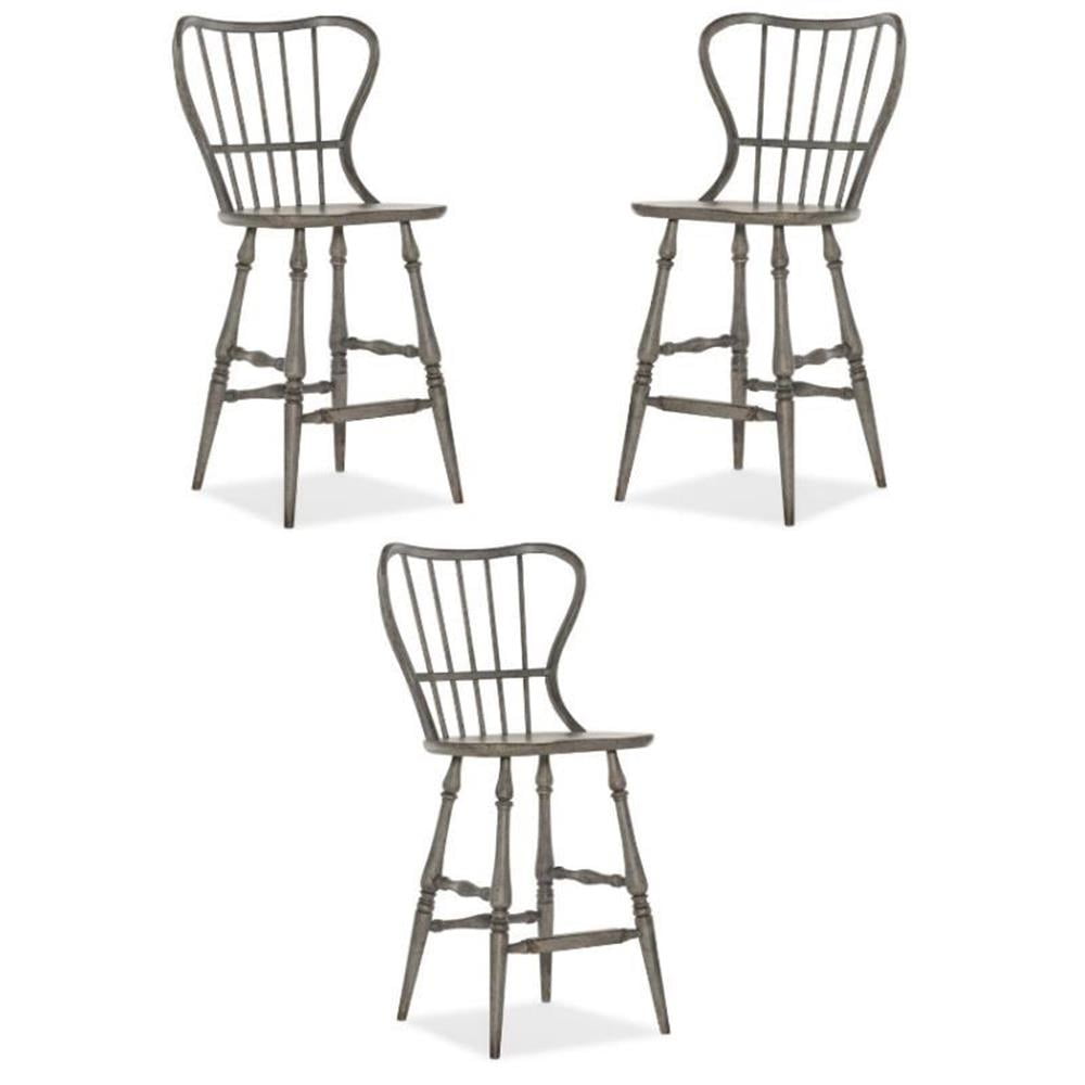 Home Square Dining Room Spindle Back Bar Stool in Speckled Gray - Set ...