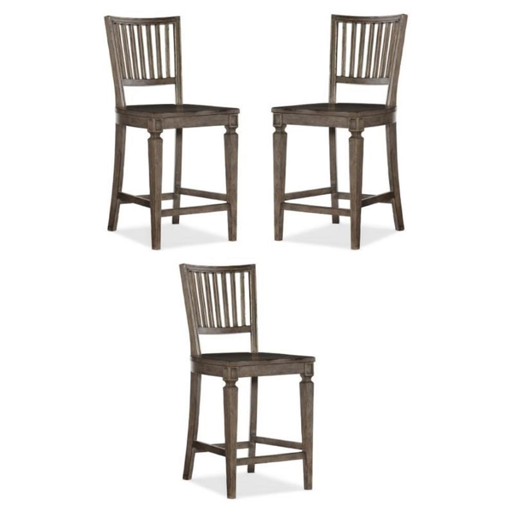 Home Square Dining Room Spindle Back Counter Stool in Gray - Set of 3 ...