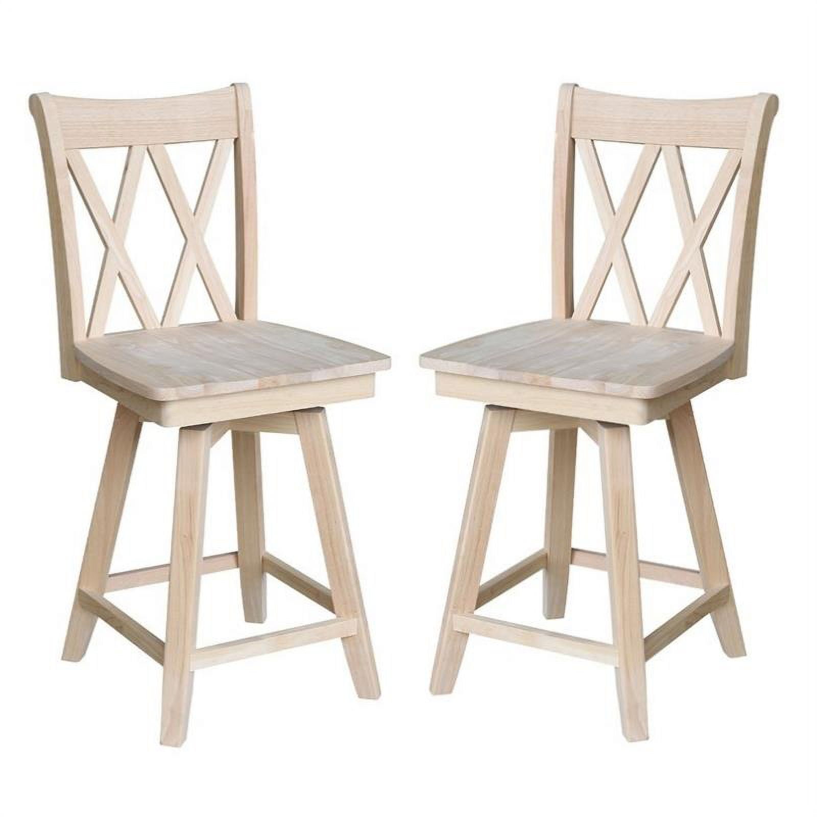 Home Square Double "X" Back Counter Height Stool Swivel Seat - Set of 2 ...